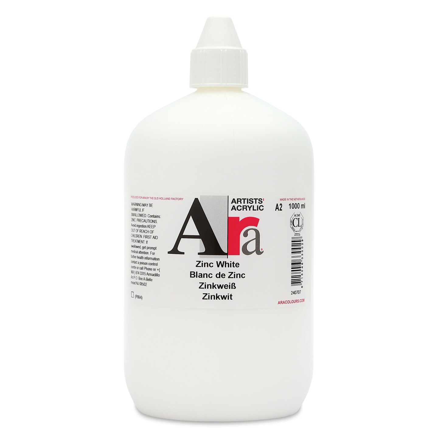 Ara Artists’ Acrylic Paint - Zinc White, 1000 ml bottle, Count: 1 ...