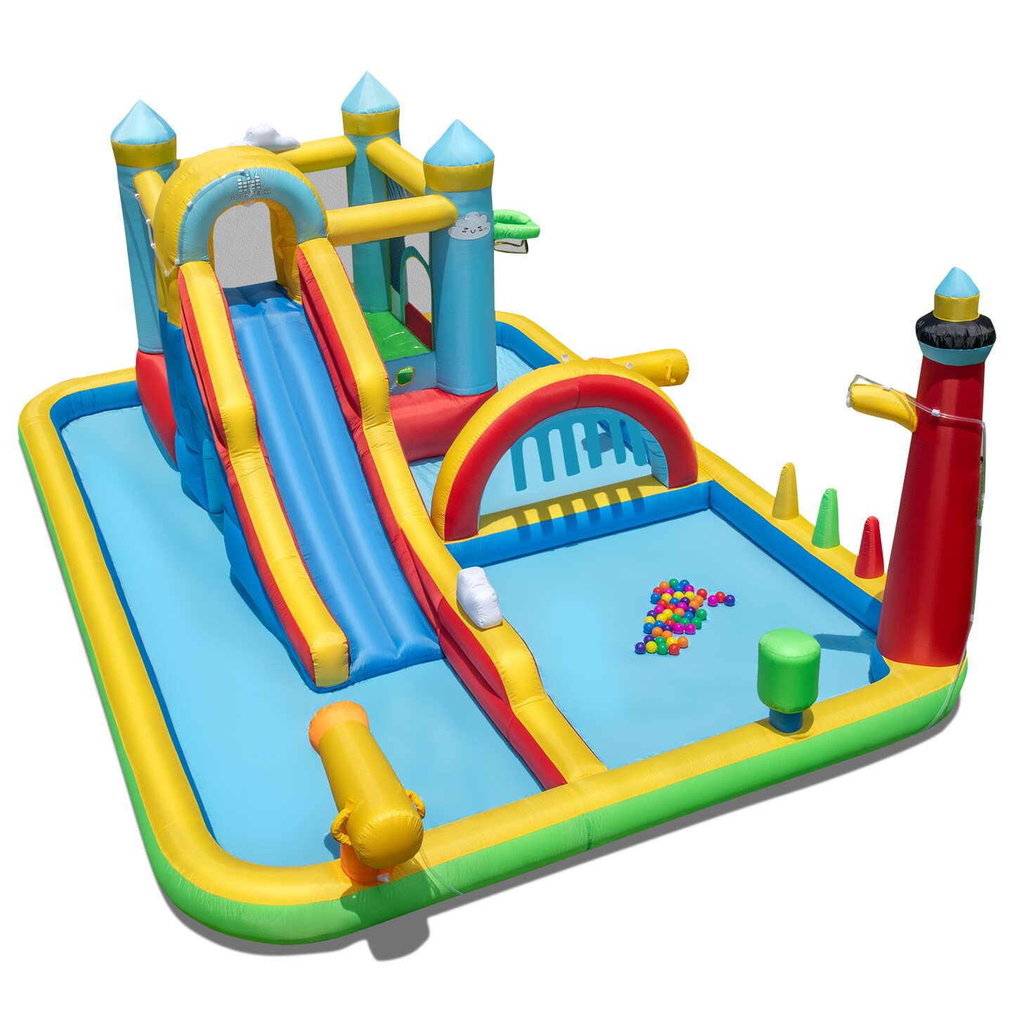 Inflatable Water Slide Giant Water Park with Long Slide Jumping Area ...