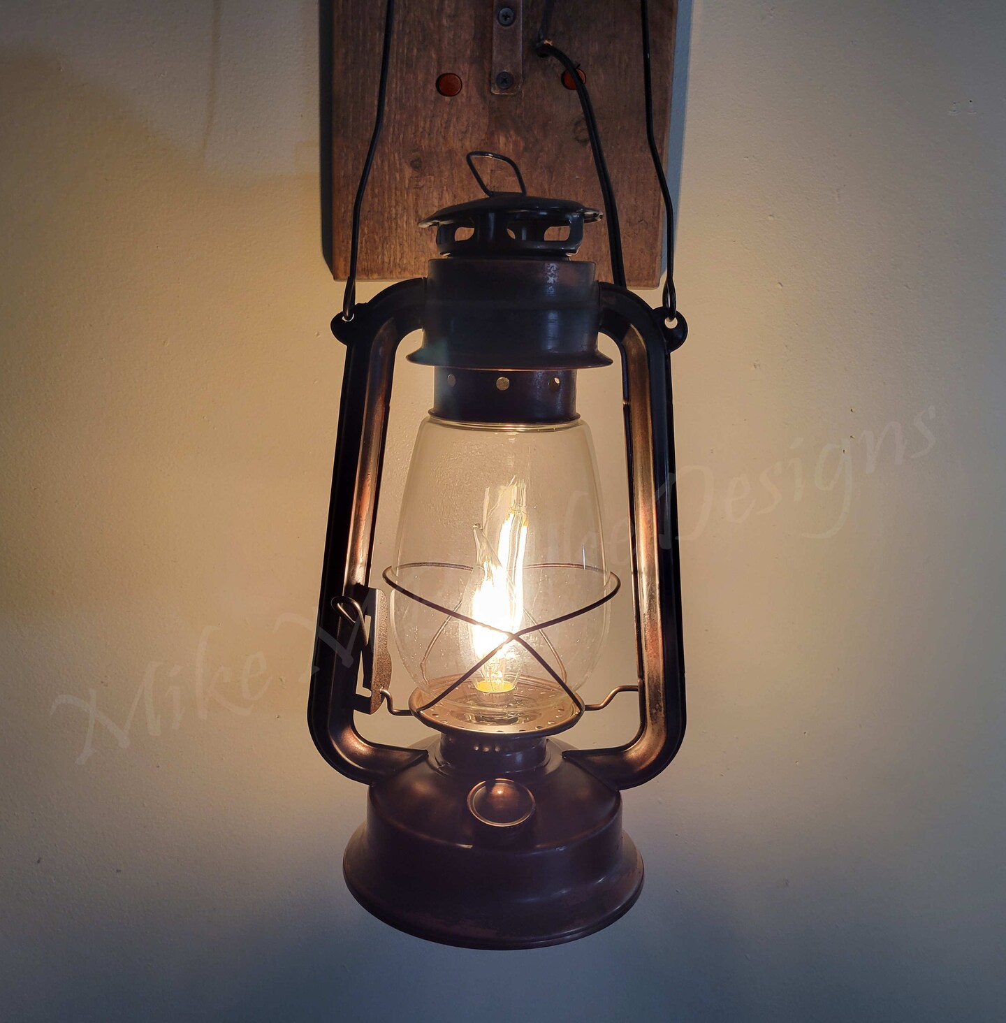 Antiqued Copper-Bronze Electric Wall Lantern - Rustic Wall Lamp Sconce - Electrified Hanging ...