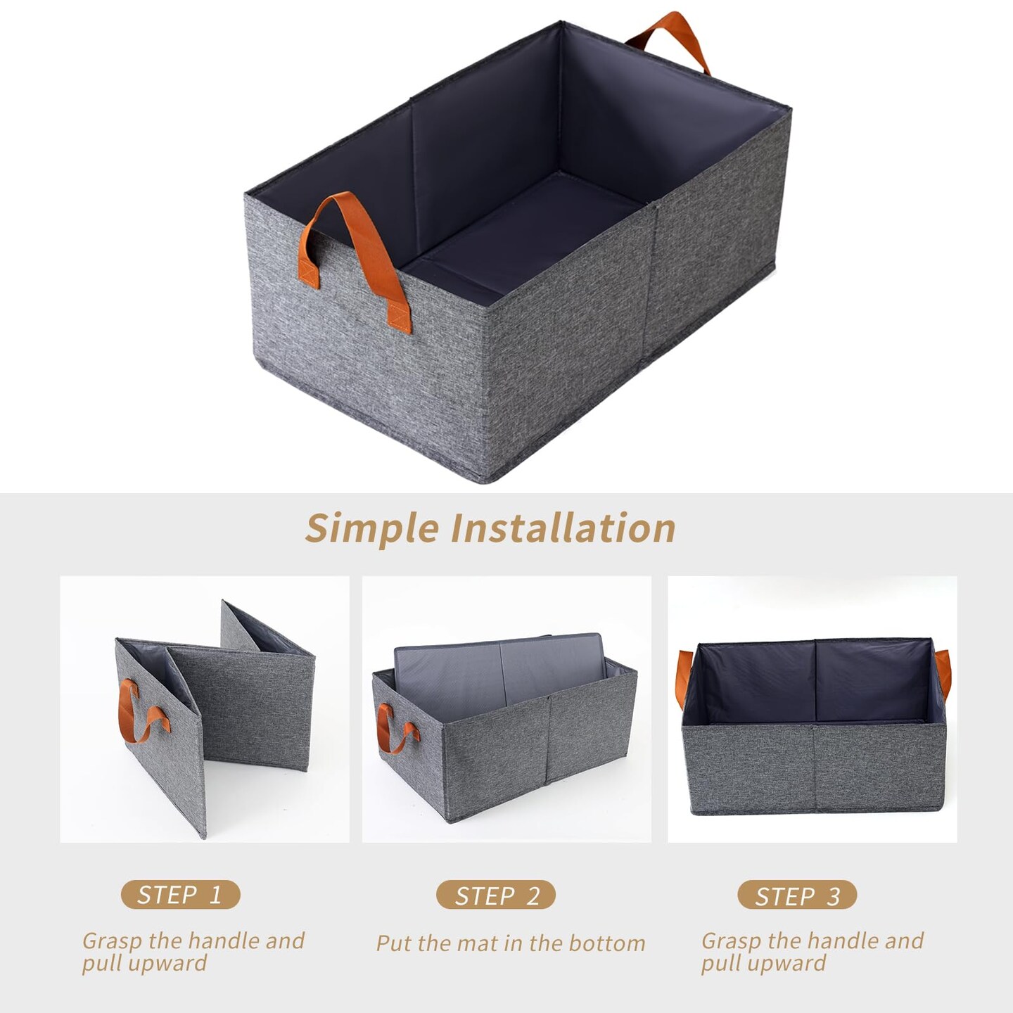 Pack of 3 Clothing Storage Bins for Closet with Handles, Foldabl Fabric ...