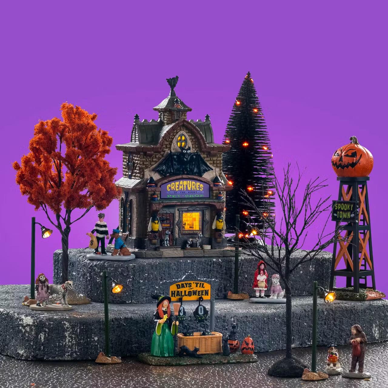 Lemax Spooky Town Halloween Village: Creatures Of The Night Pet Shop ...