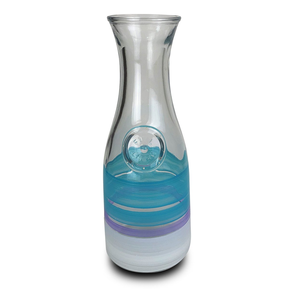 Hand Painted Glassware Cape Cod Cottage Stripe Turquoise Carafe | Michaels