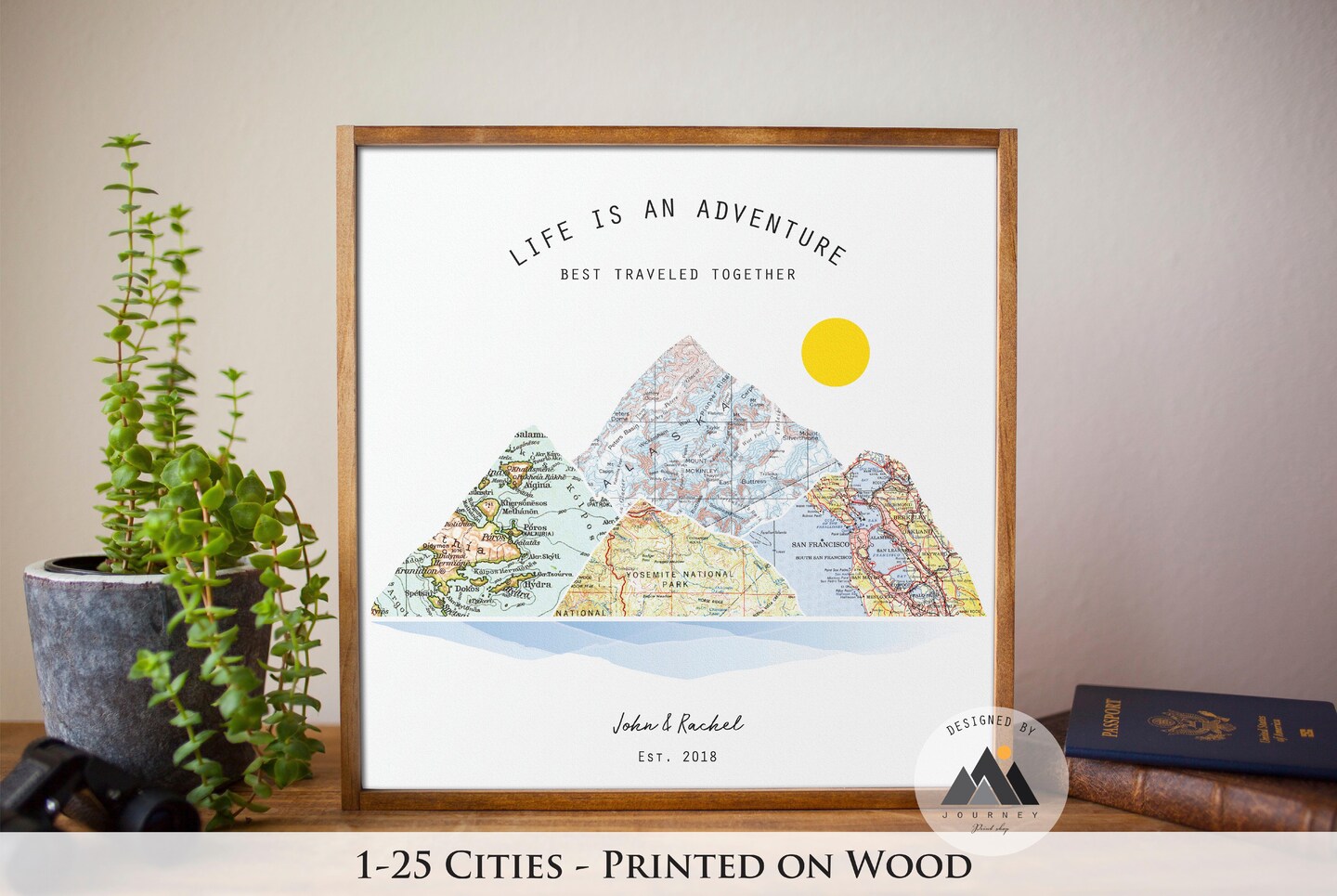 Couples Travel Map Custom 5th Anniversary Gifts For Husband, Wife ...