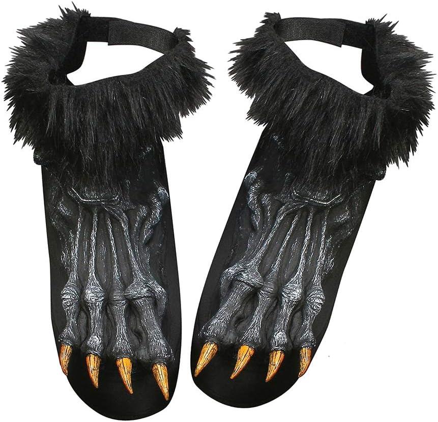 Werewolf Shoe Covers Wolf Halloween Adult Costume Accessory Black ...