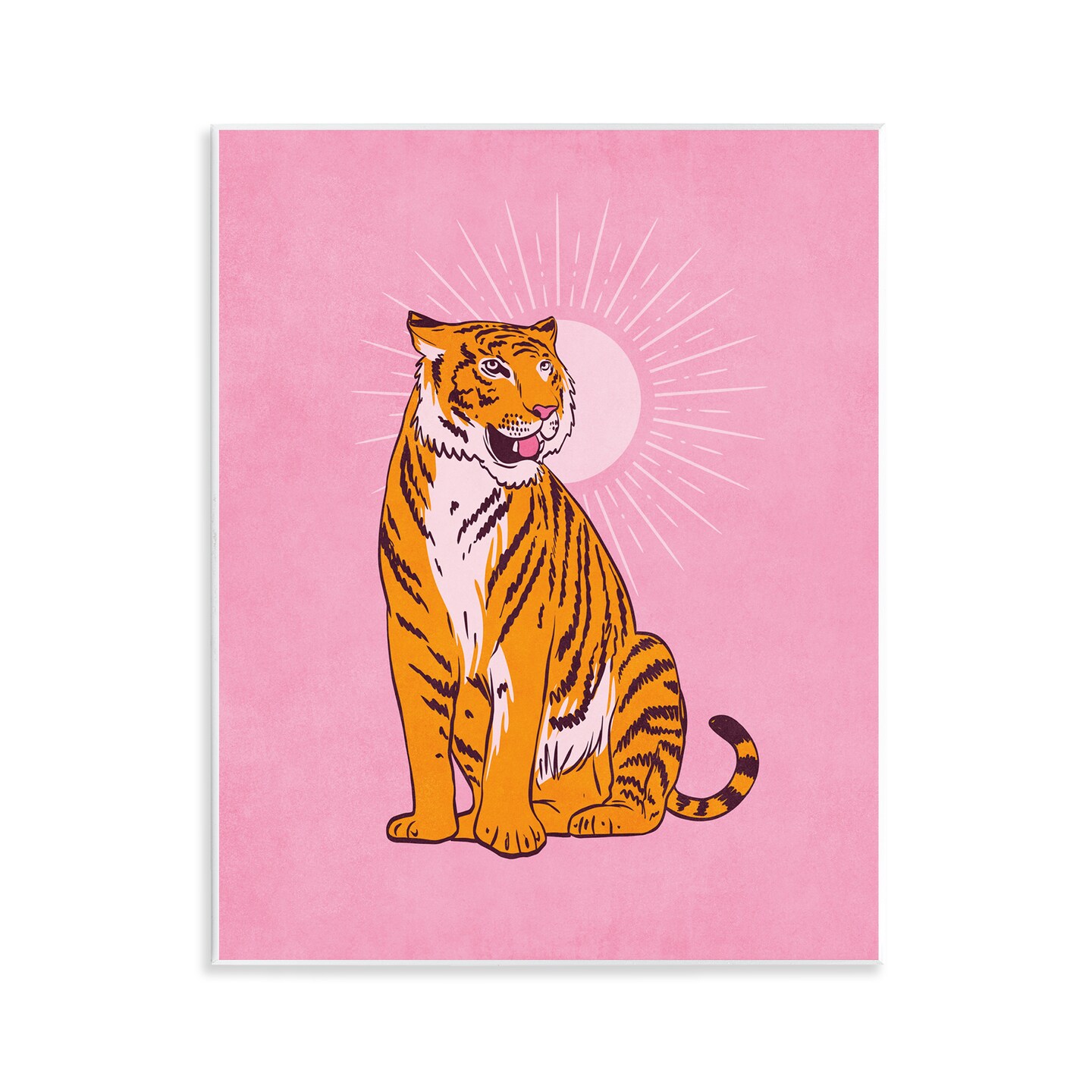 Stupell Industries Preppy Tiger on Pink Wall Plaque Art Design by ...