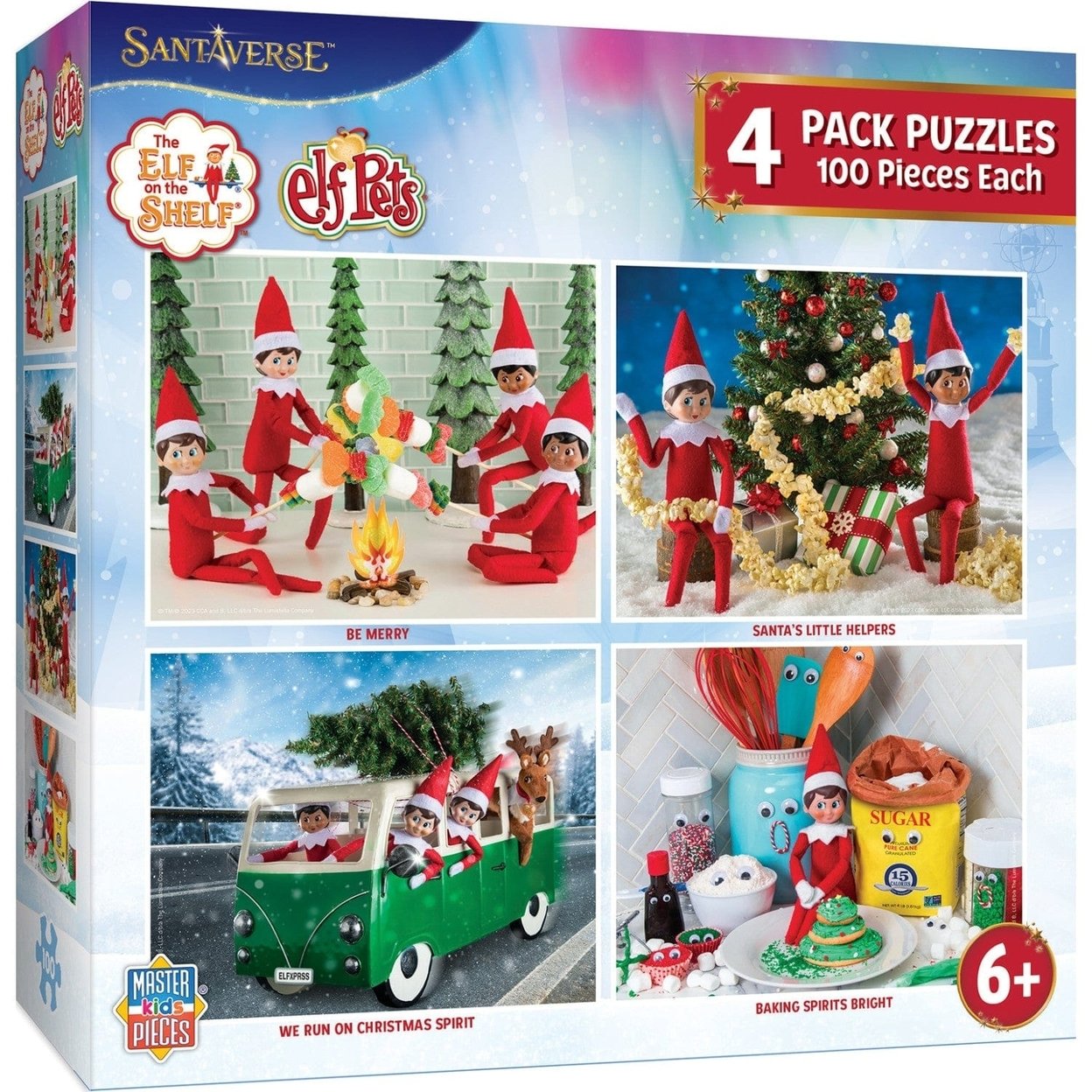 Elf On The Shelf Jigsaw Puzzles 4-Pack 100 Piece Kids Puzzles Age 6+ V2 ...