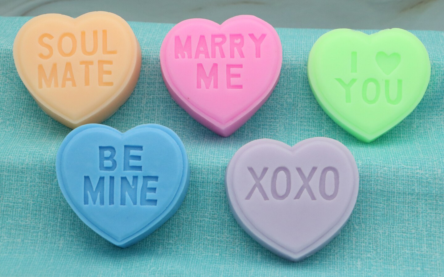 Set of 5 Love Message Soaps, Valentines Soap Decorations, Bridal and ...