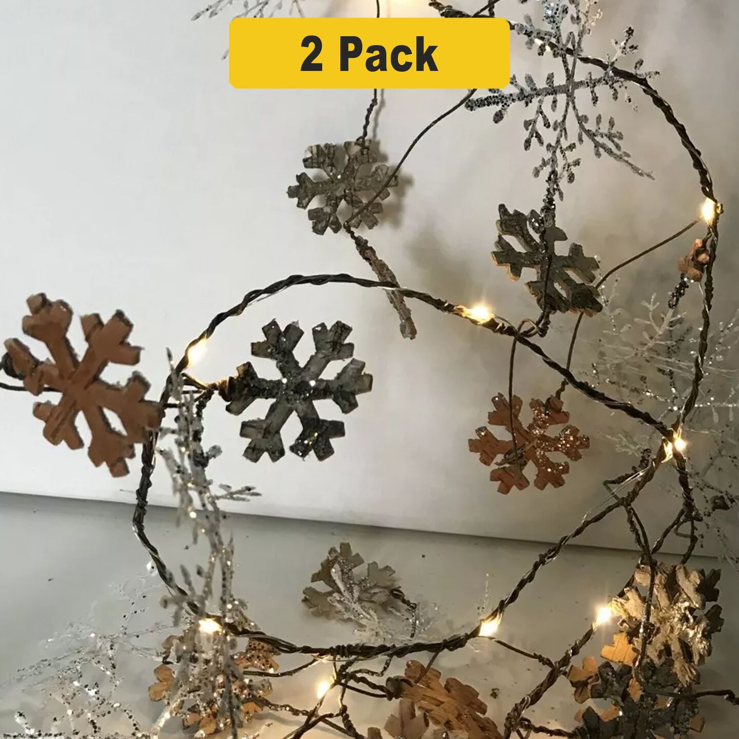 Snowflake Fairy Lights 20 LED Glitter Copper For Christmas | Michaels