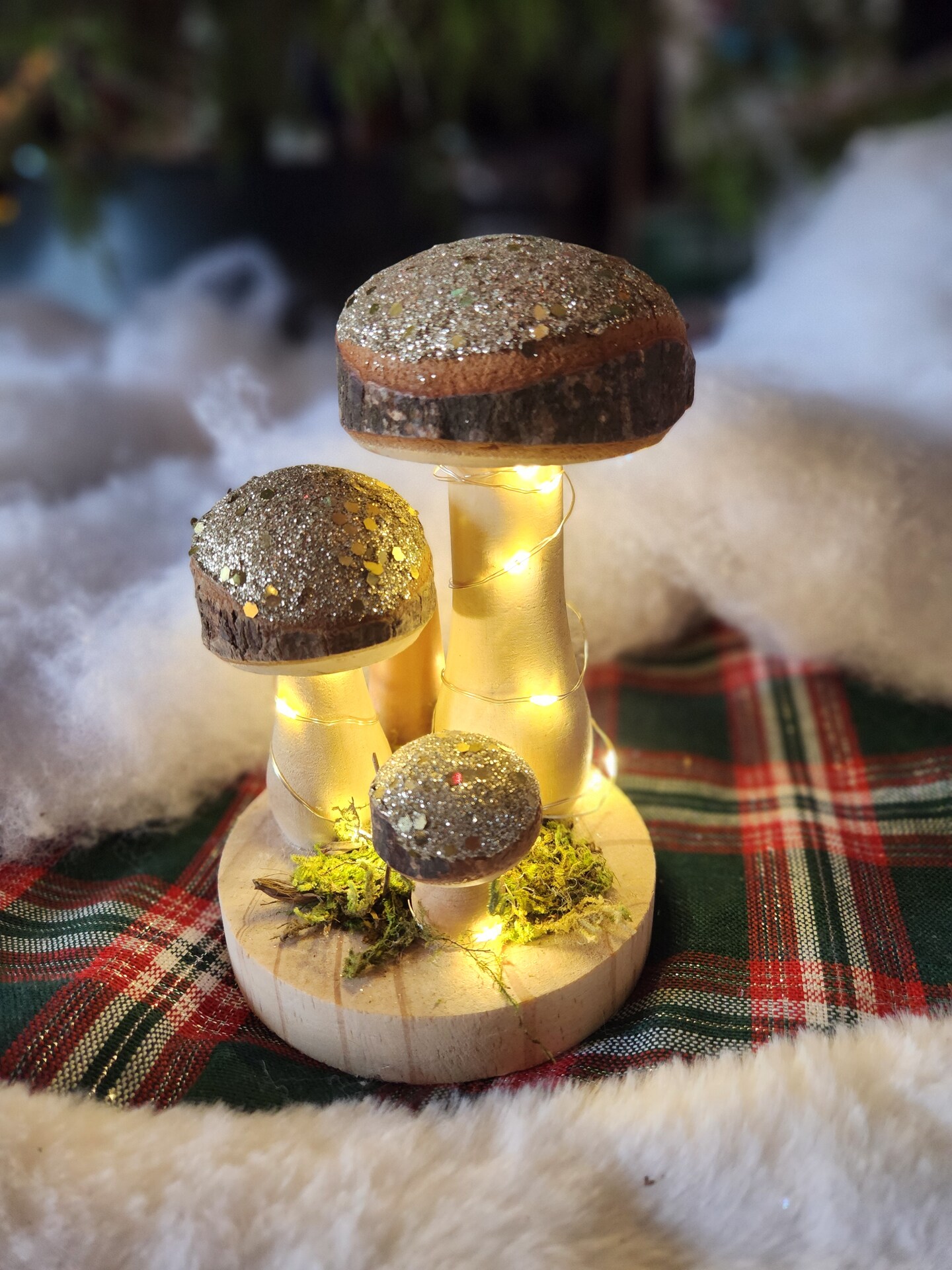 Wooden Fairy Light Toad Stool Mushroom | MakerPlace by Michaels