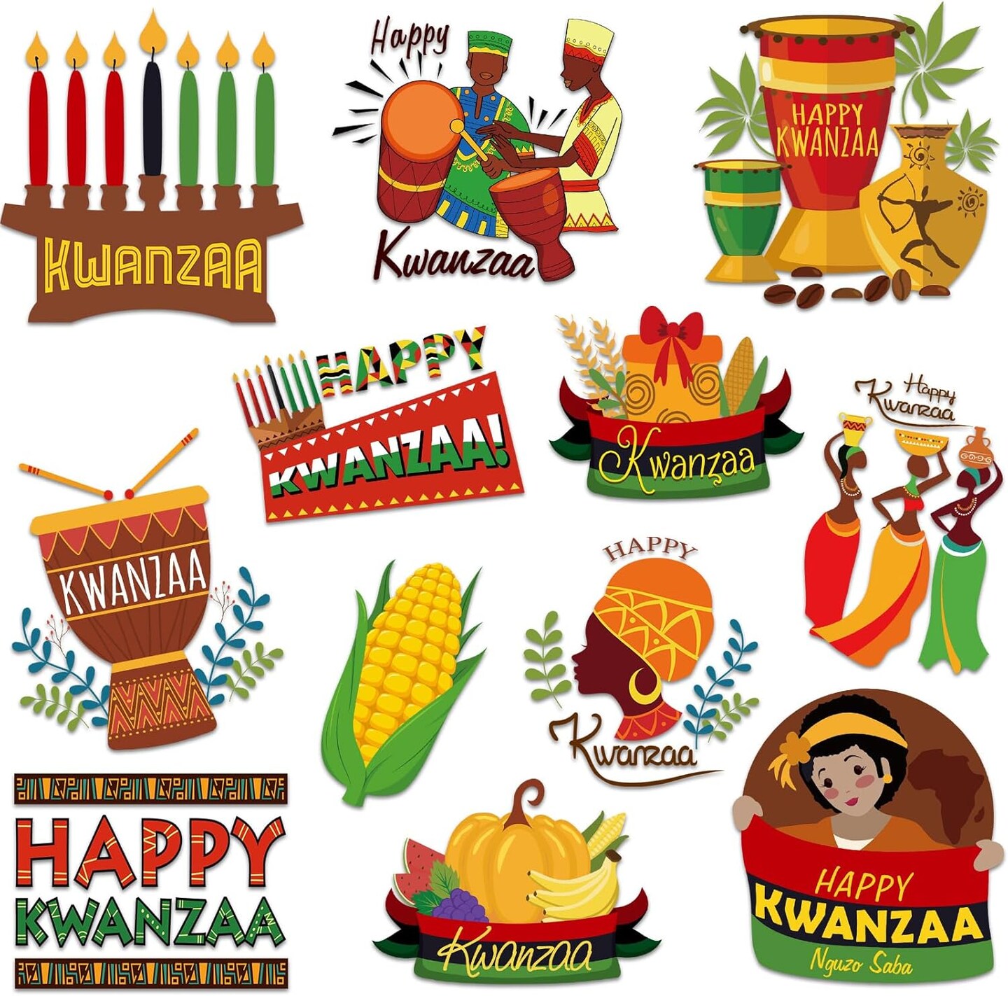 60 Pcs Kwanzaa Classroom Bulletin Board Decoration Happy Kwanzaa ...