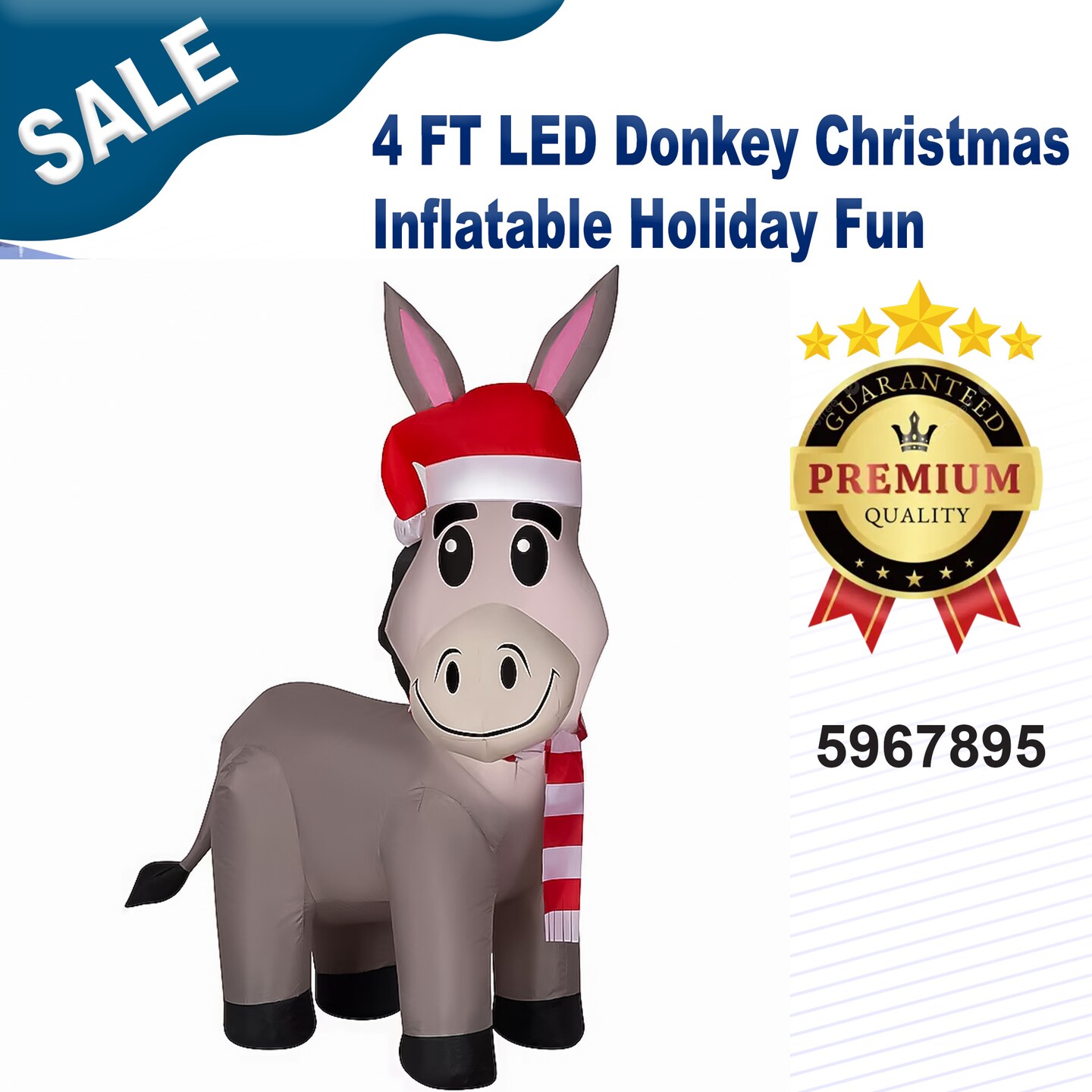 4 FT LED Donkey Christmas Inflatable Holiday Fun | Michaels