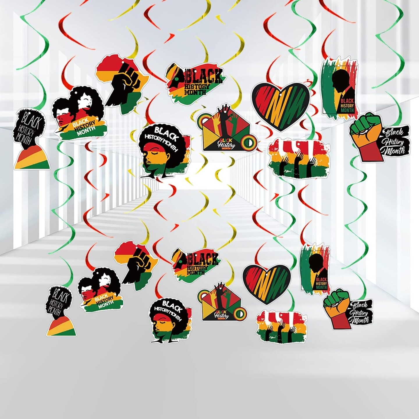50 Pcs Black History Month Hanging Swirls Party Decoration Black ...