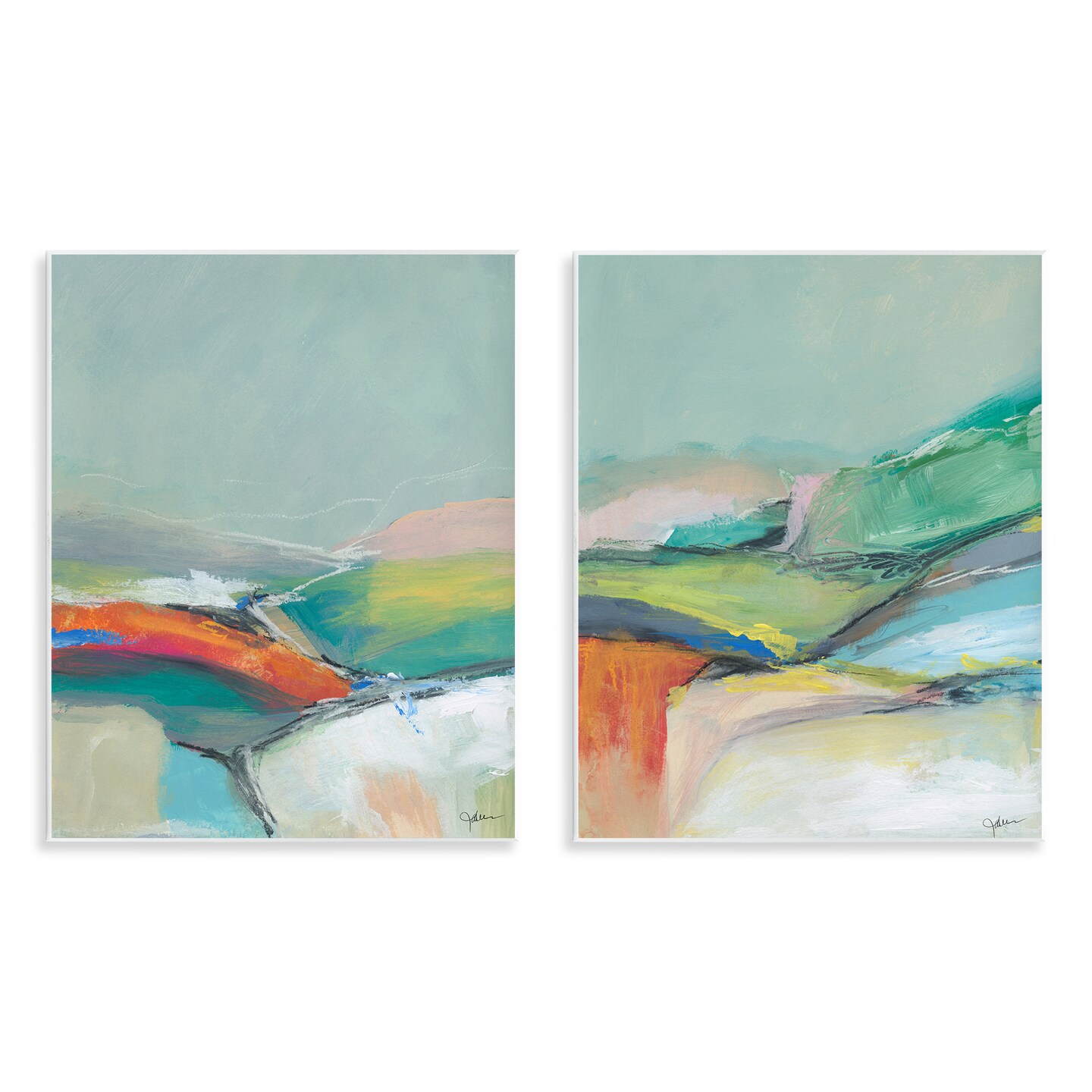 Stupell Industries Impressionist Pastel Landscape 2 pc Wall Plaque Art ...