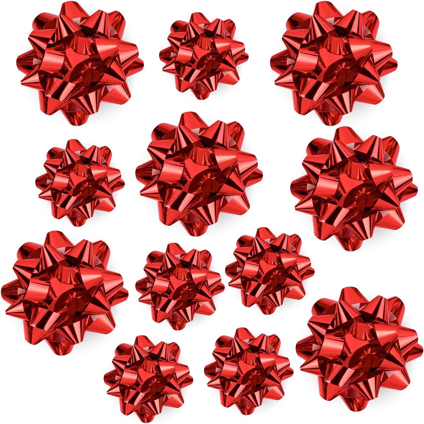 Metallic Christmas Red Gift Bow Assortment (12 Bows) for Birthday ...