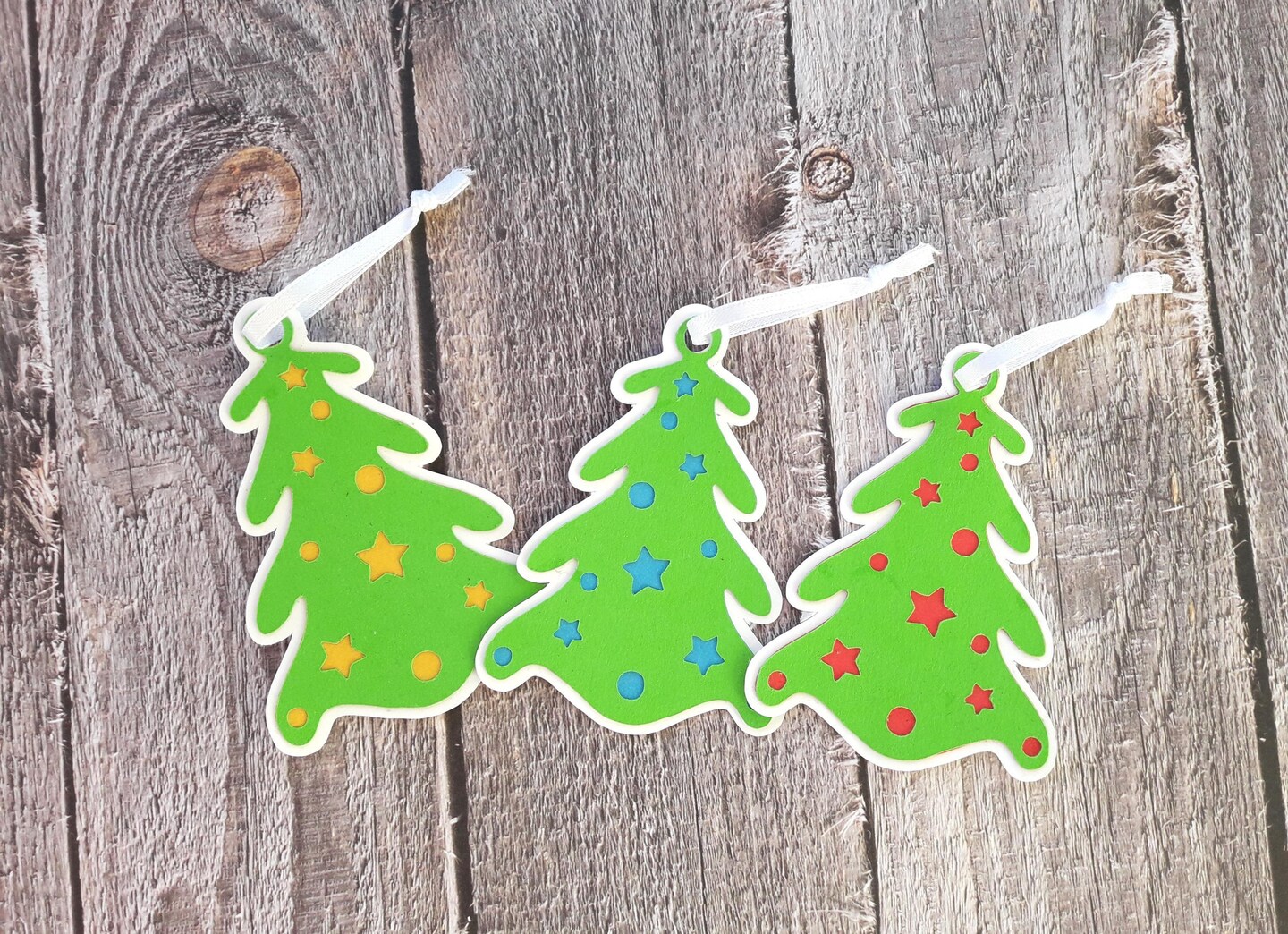 Festive Paper Holiday Tree Gift Tags - Set of 6 handmade paper ...