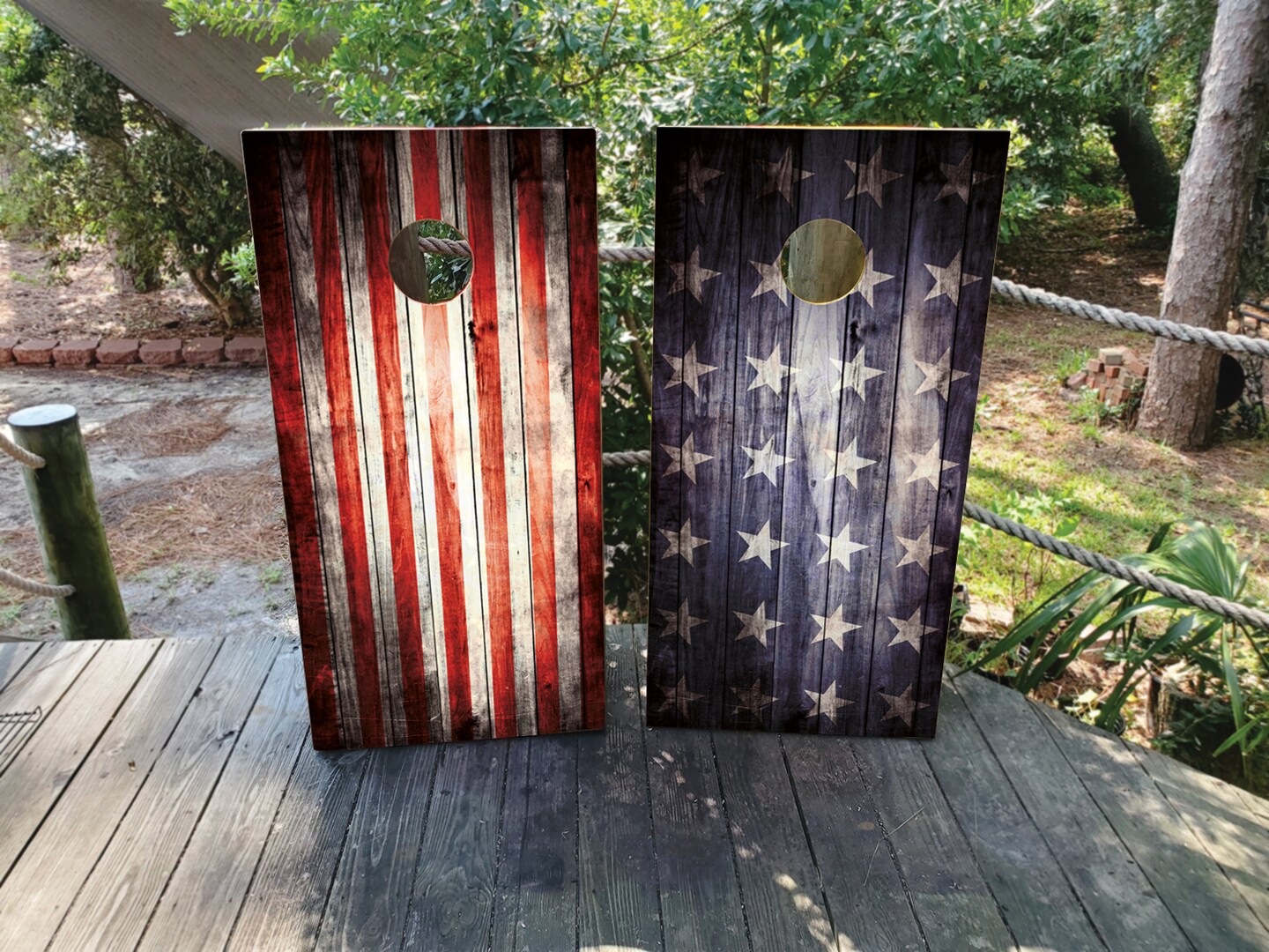 Grunge American Flag Cornhole Boards – Distressed USA Flag Design ...