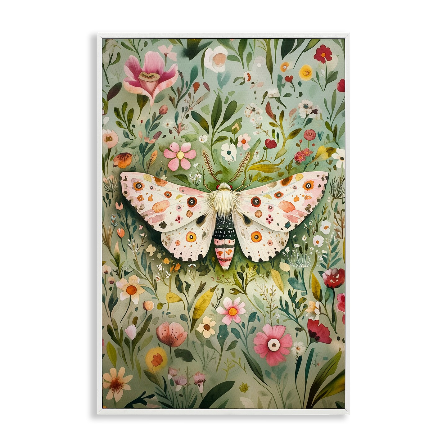 Stupell Industries Floral Moth & Botanicals Framed Giclee Design by The ...
