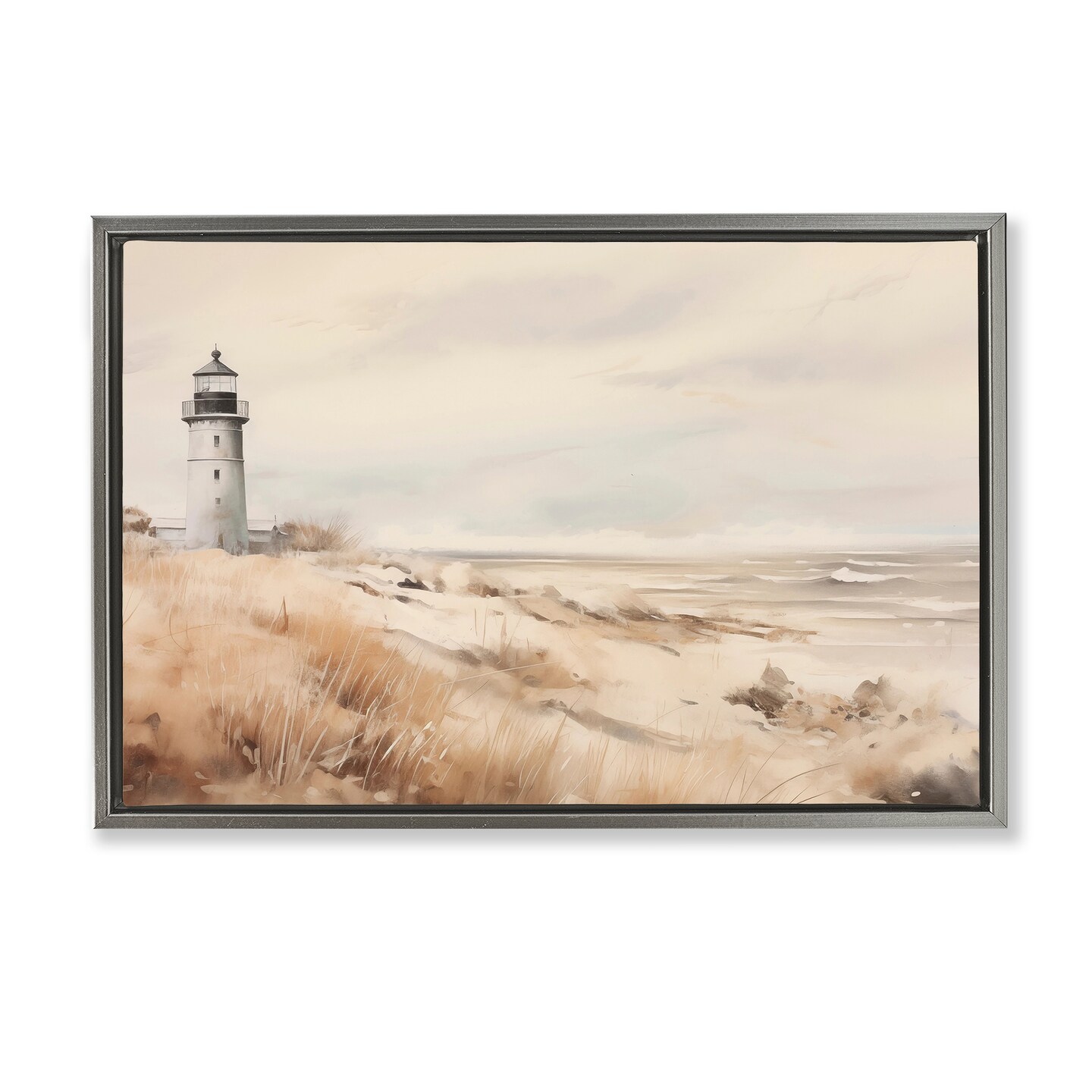 Stupell Industries Distant Lighthouse in Neutral Tones Floating Frame ...