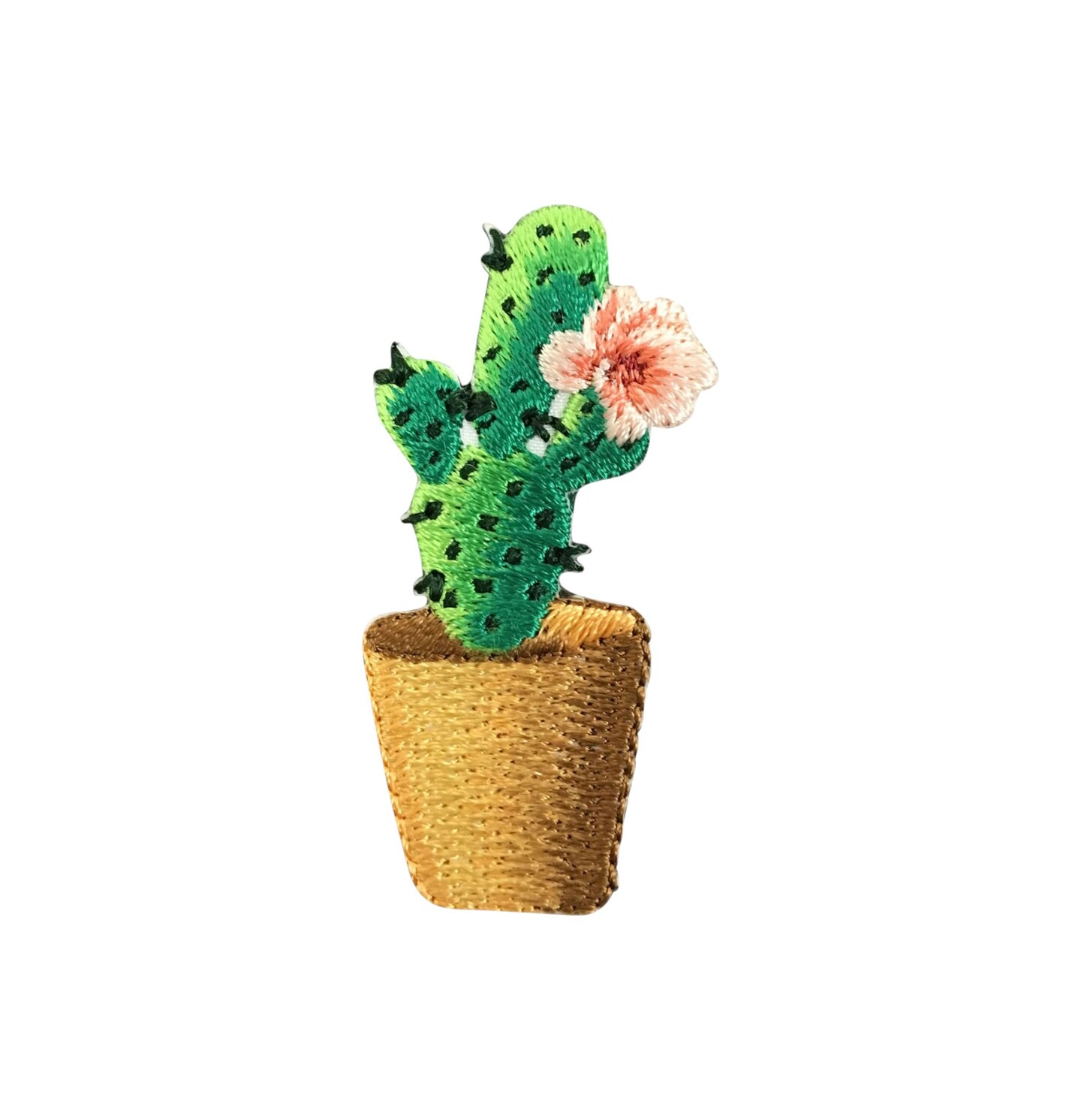 Potted Cactus Plant, Pink Flower, Succulent, Embroidered, Iron on Patch ...