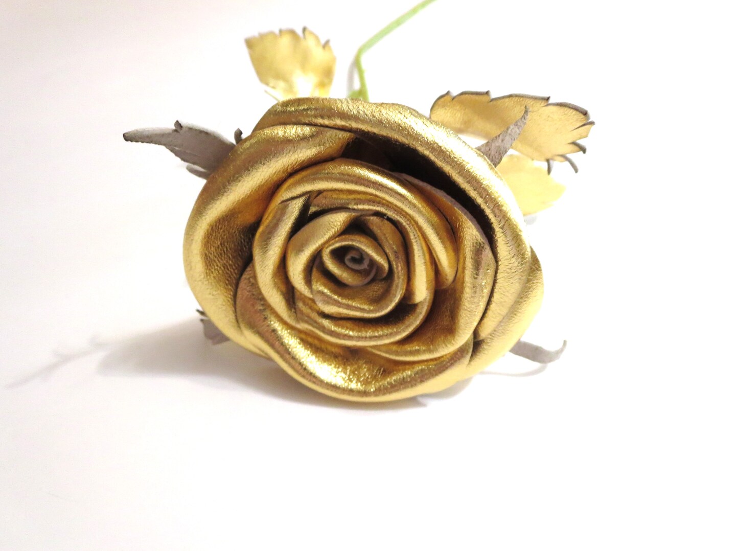 Gold leather rose 3rd wedding anniversary gift, Leather flowers Bouquet ...
