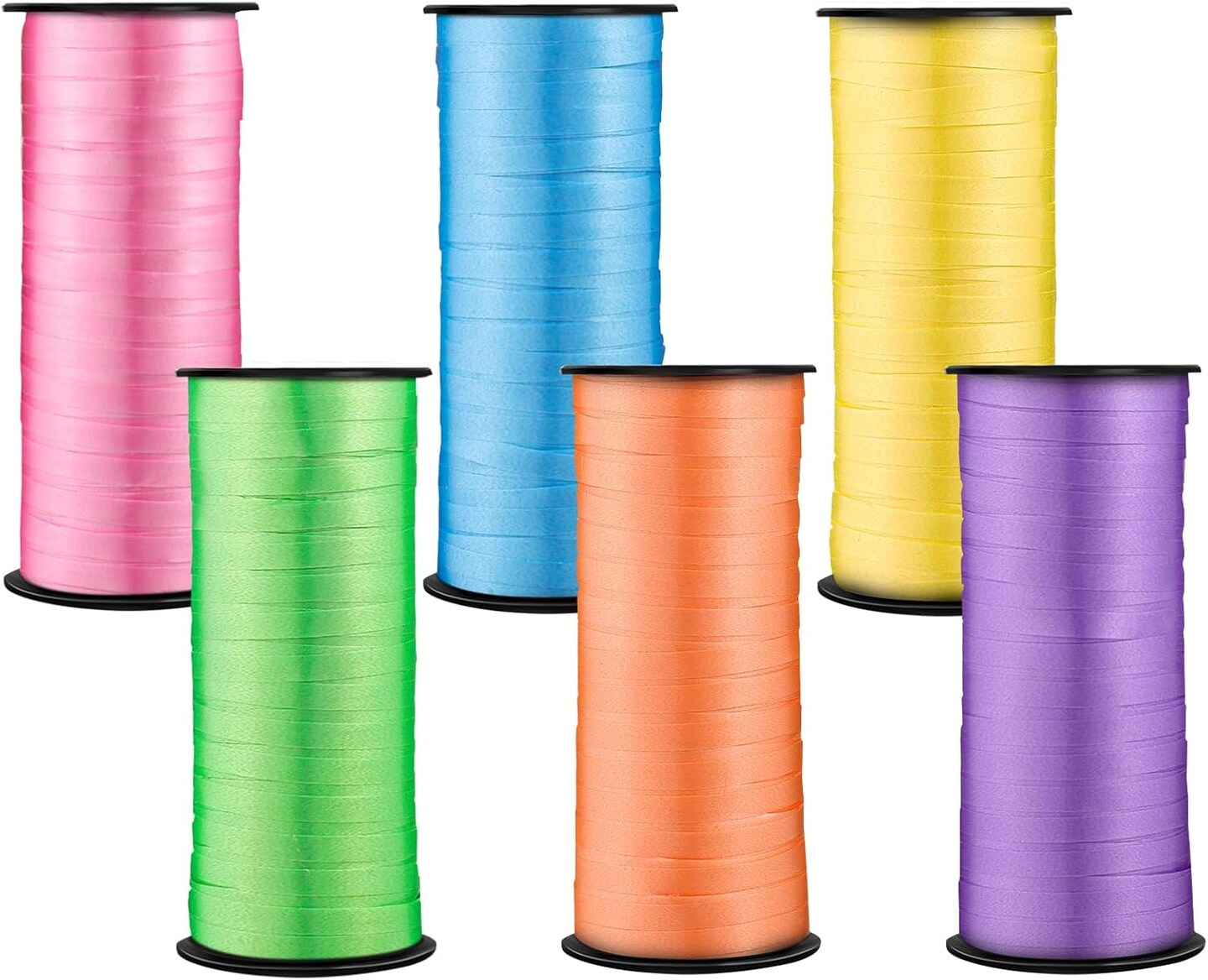 6 Rolls Balloon String Ribbon Set, Curling Ribbon Spring Colors, 1800 ...