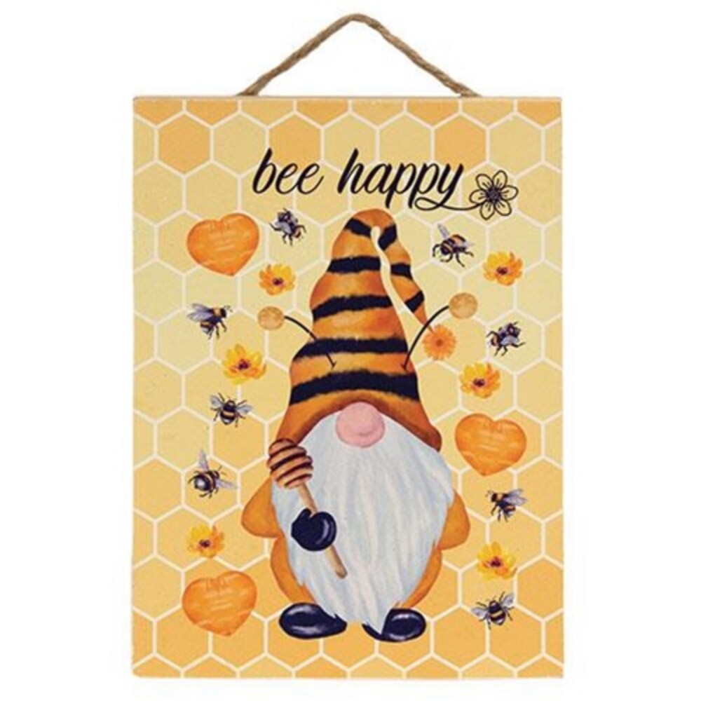 Bee Happy Gnome & Bees Hanging Sign | Michaels