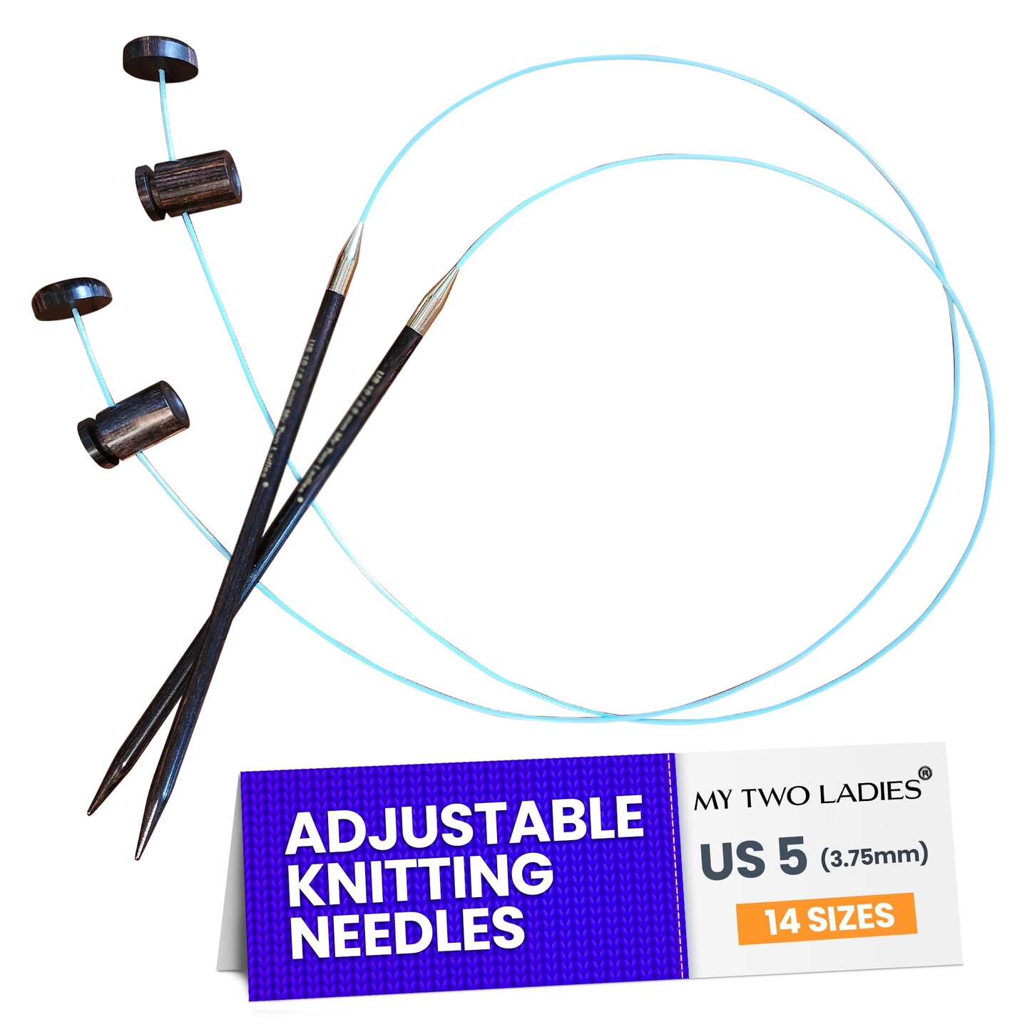 My Two Ladies | Blue Silk | Adjustable Ergonomic Knitting Needles | 14 ...