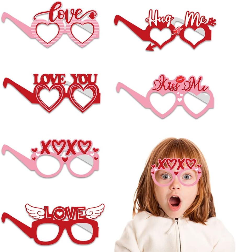 12 Pieces Happy Valentines Eyeglasses Fancy Red Pink Eyeglasses Photo ...