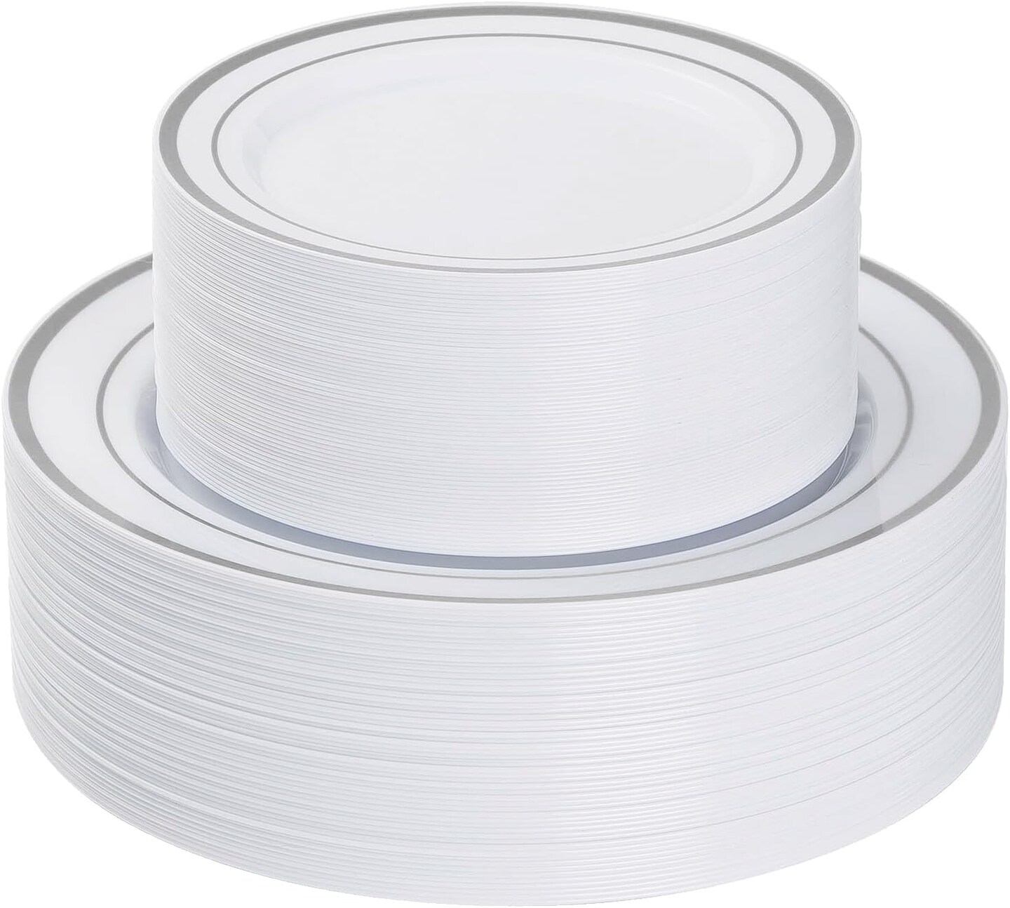 120PCS Silver Plastic Plates, Heavy Duty Disposable Silver Plates with ...