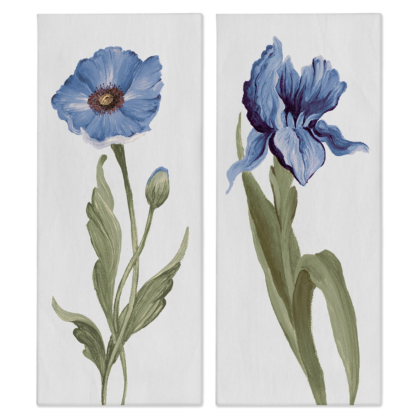 Stupell Industries Blue Poppy and Iris Flowers 2 pc Canvas Wall Art Set ...