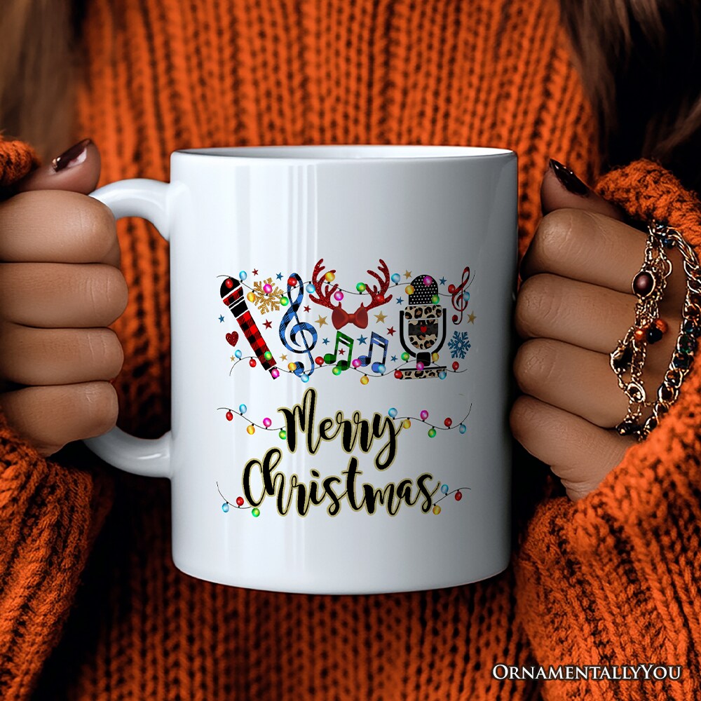 Personalized Mug Singers Buffalo Plaid Christmas Mug, Microphone Gift ...