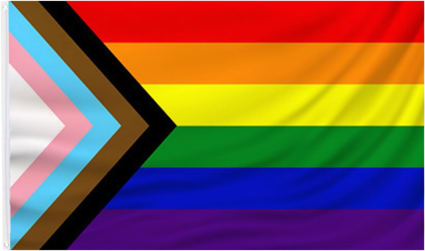 Progress Pride Flag Rainbow Progress Pride Flag Rainbow Flag 3x5 FT LGBT FLAG Polyester outdoor ...