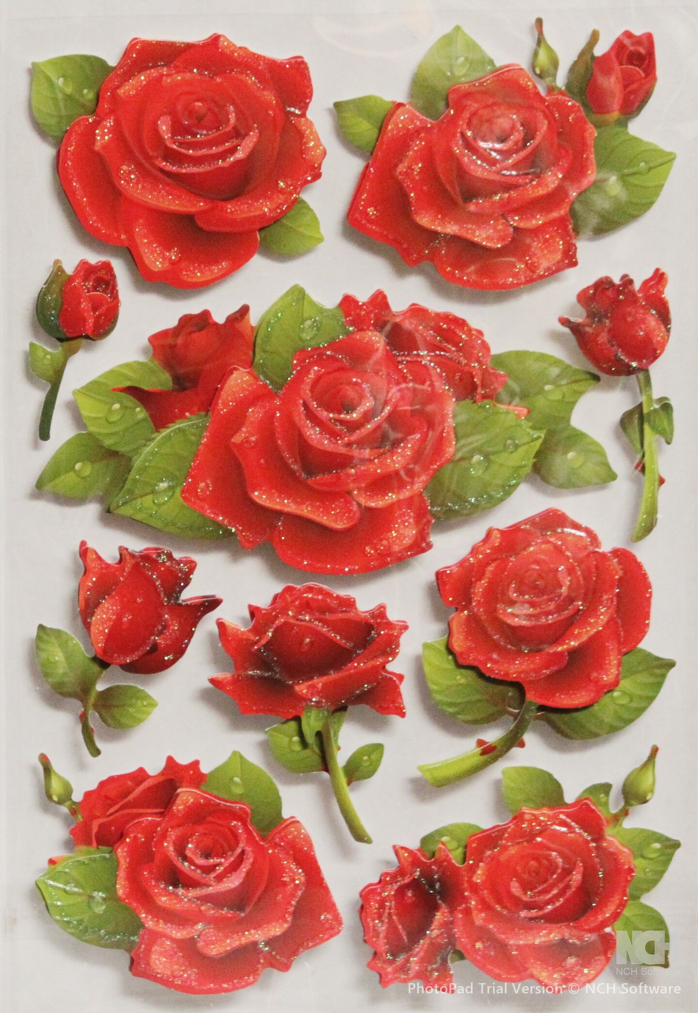 Designer Red Roses Dimensional Glittered Stickers | Michaels