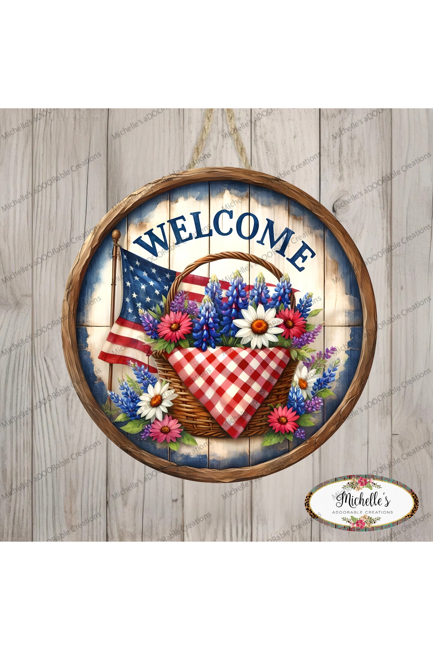 Patriotic Welcome Floral Basket Sign | Michaels