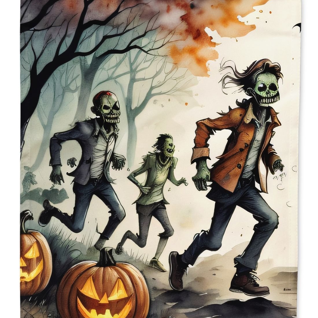 Edge Collections - 28" x 40" - Multicolor - Zombies Large Spooky ...