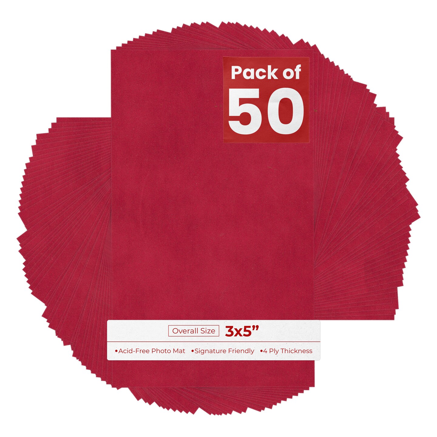 Red Suede 3x5 Inch Uncut Mat Board - Blank Sheets, No Opening, Color ...