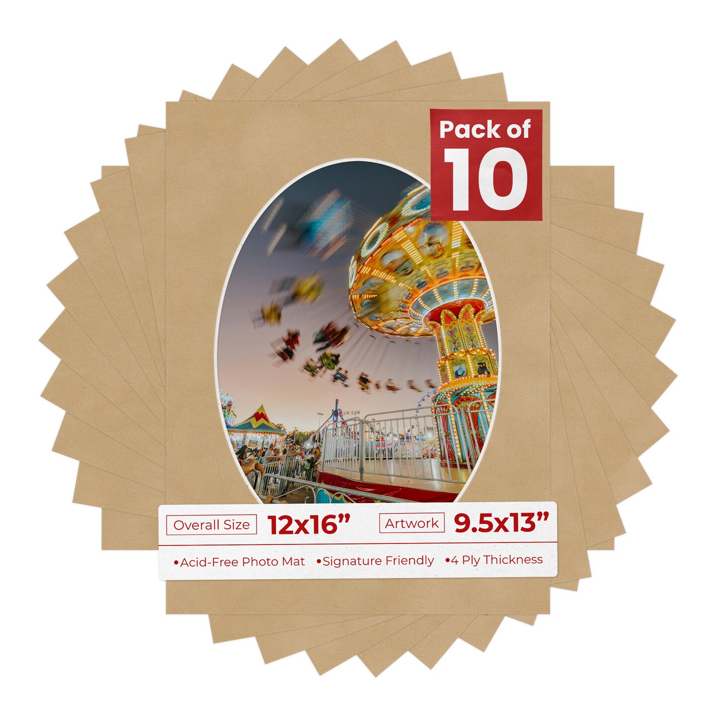 Beige Suede Mat Board for 12x16 Frames - Oval Opening for 9.5x13 Photos ...