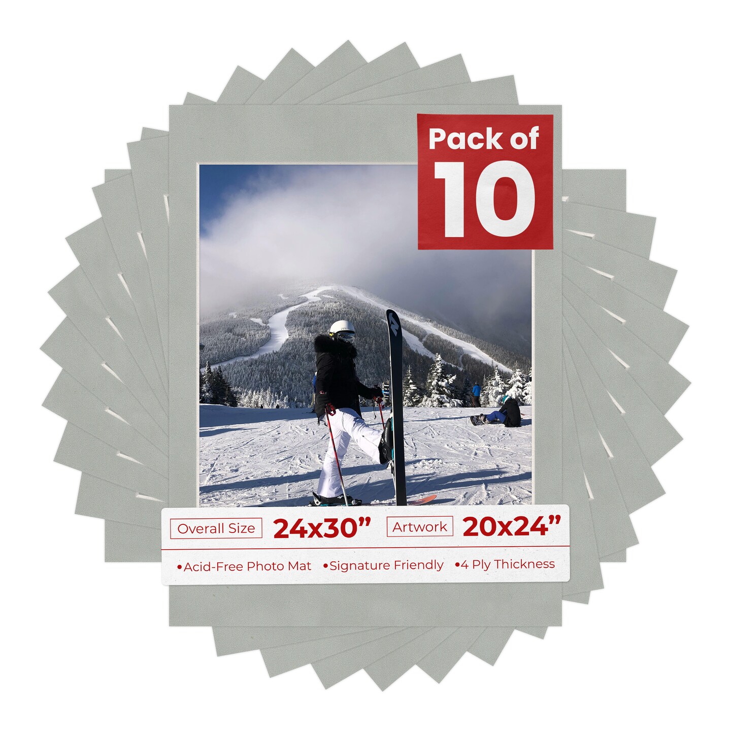 Light Grey Suede Mat Board for 24x30 Frames - Fits 20x24 Photos, Color ...