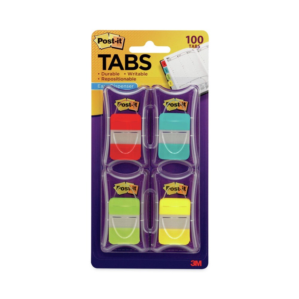 Post-it Tabs 1 in. Wide 1/5-Cut Plain Solid Color Tabs - Assorted Colors (100/Pack) | Michaels