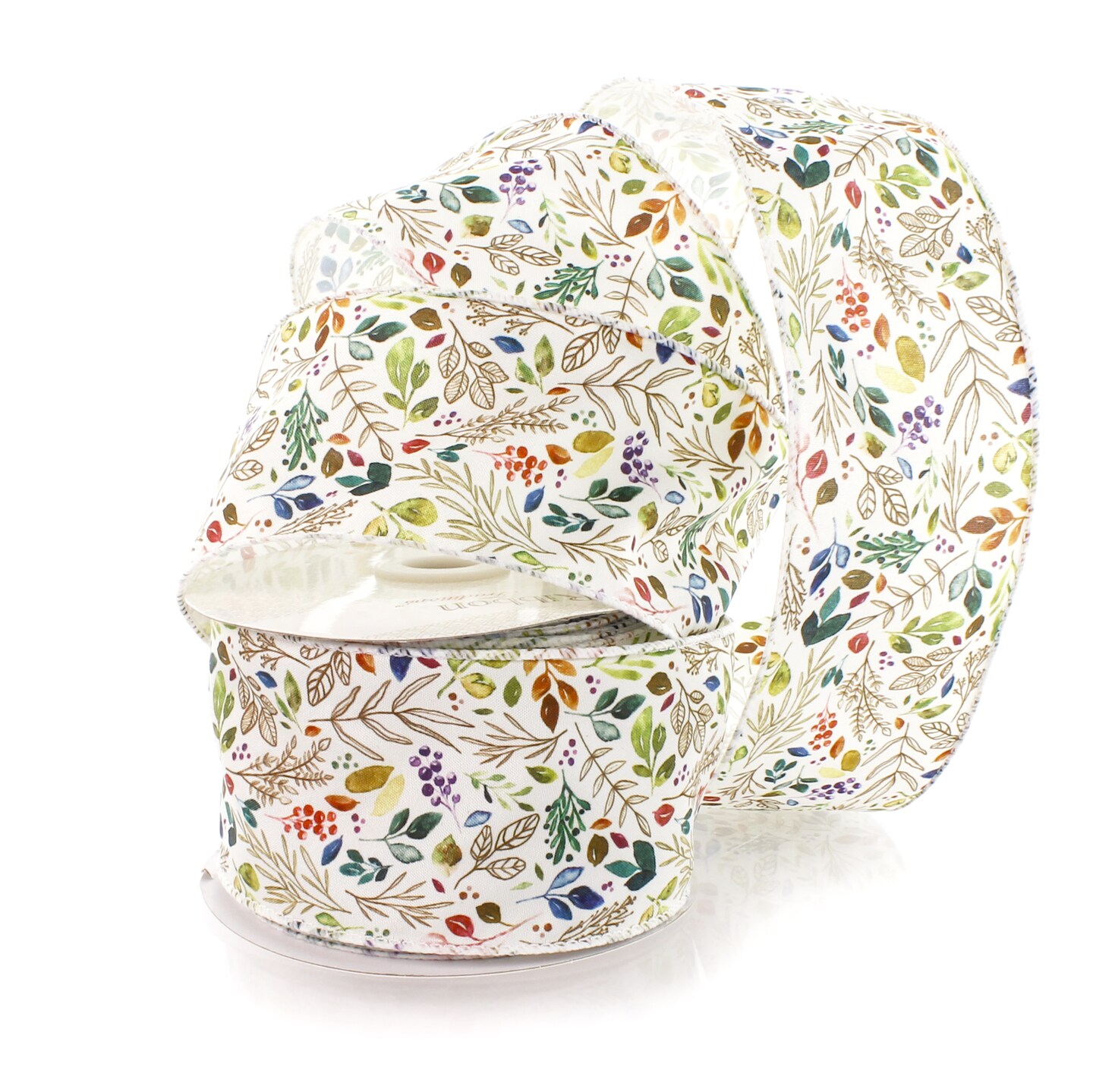 2 1/2" Wired Ribbon Fall Sprigs and Greenery Foliage 10 Yards, Size: 10 ...