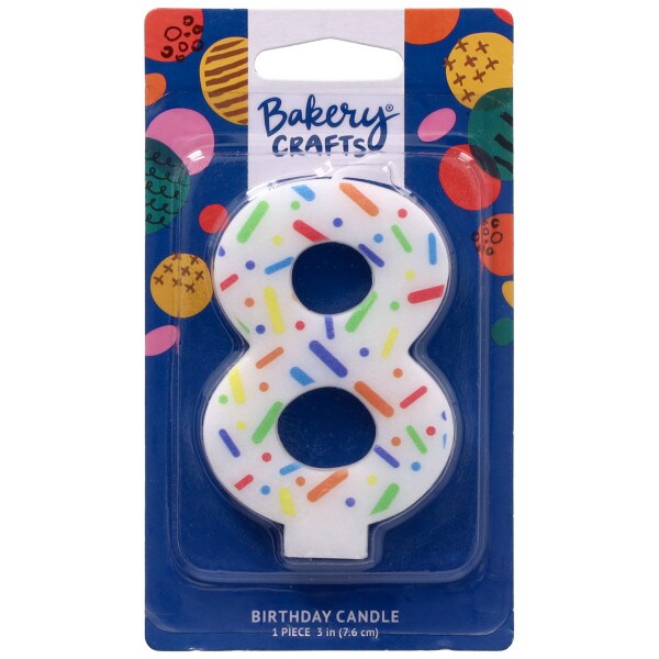 8 Rainbow Sprinkle Numeral Candles | Michaels