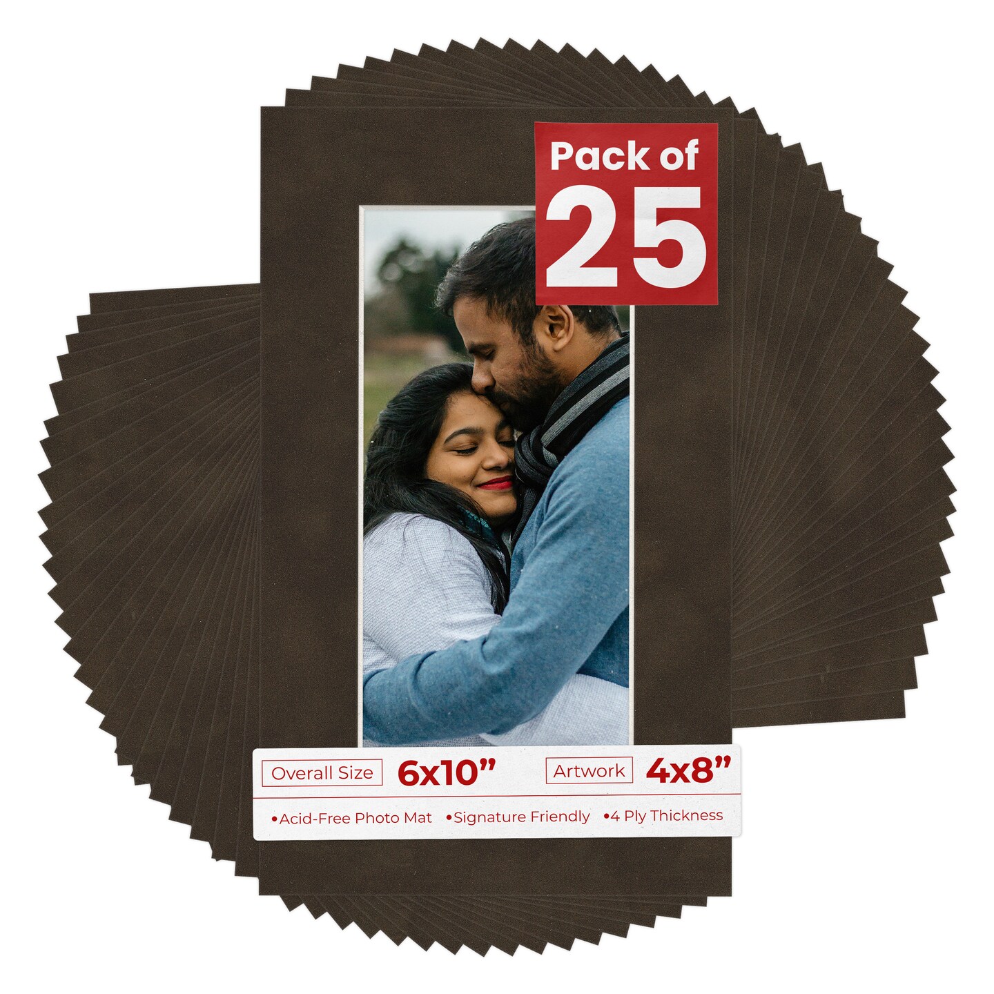 Brown Suede Mat Board for 6x10 Frames - Fits 4x8 Photos, Color: Brown ...