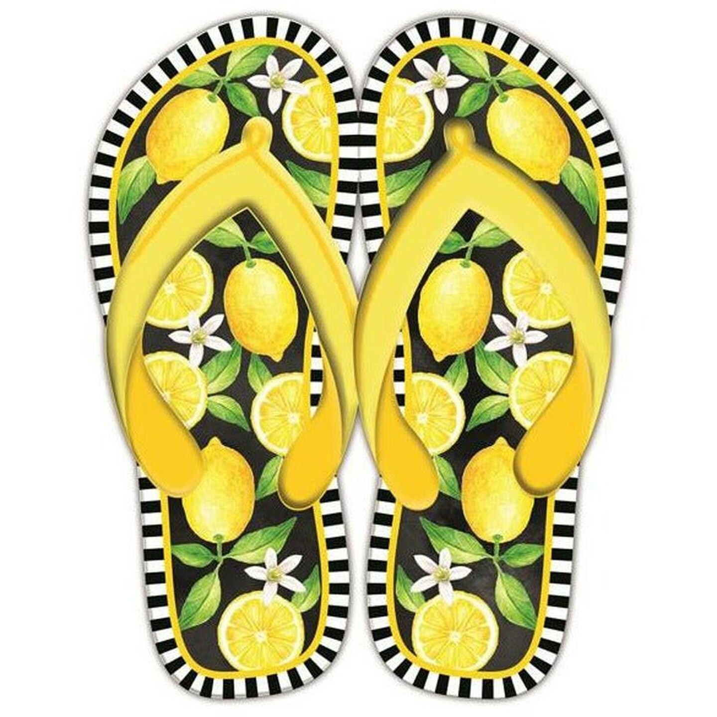 13" Metal Embossed Flip Flops: Lemon Black | Michaels