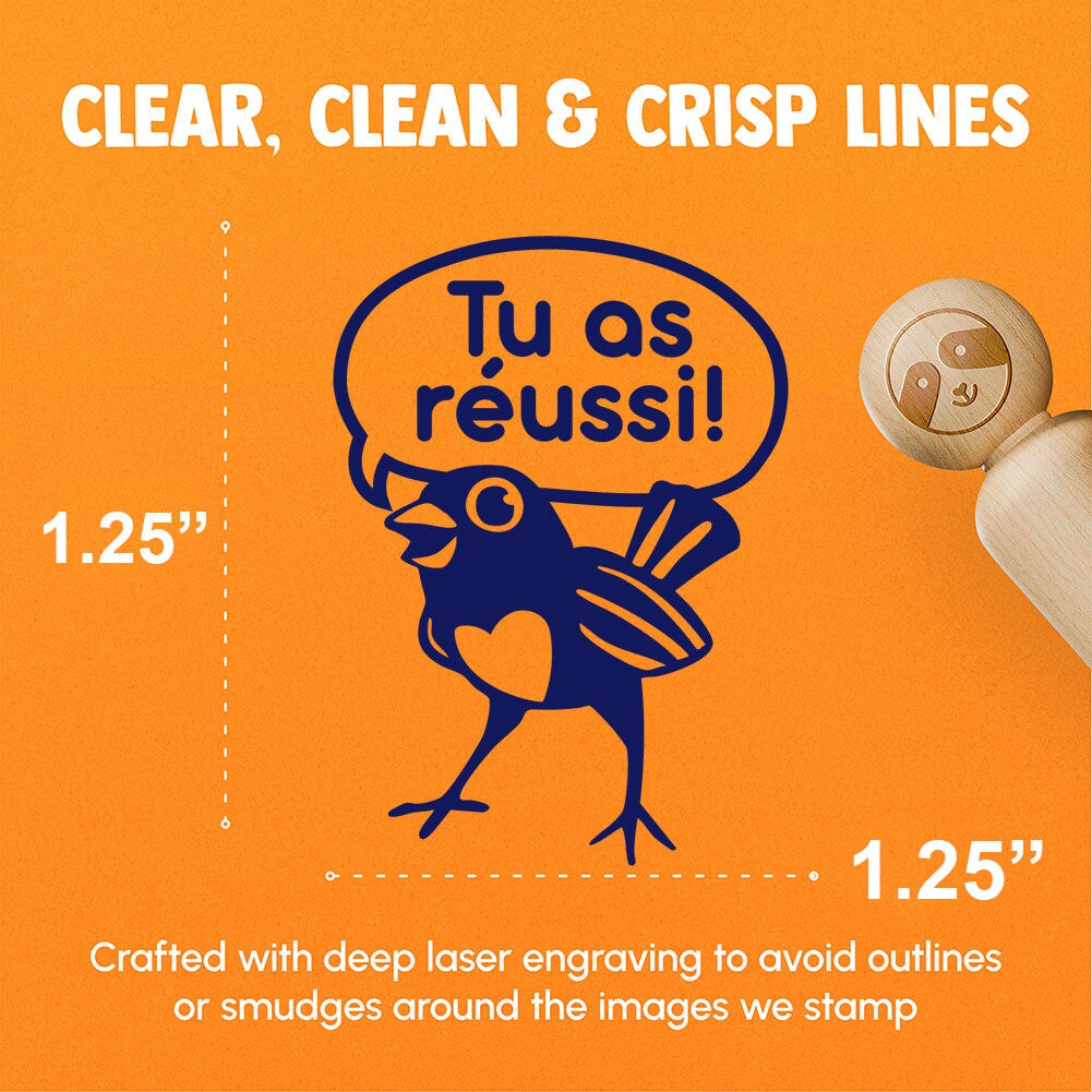 Tu As R?ssi You Succeeded French Bird Teacher Student Rubber Stamp for ...