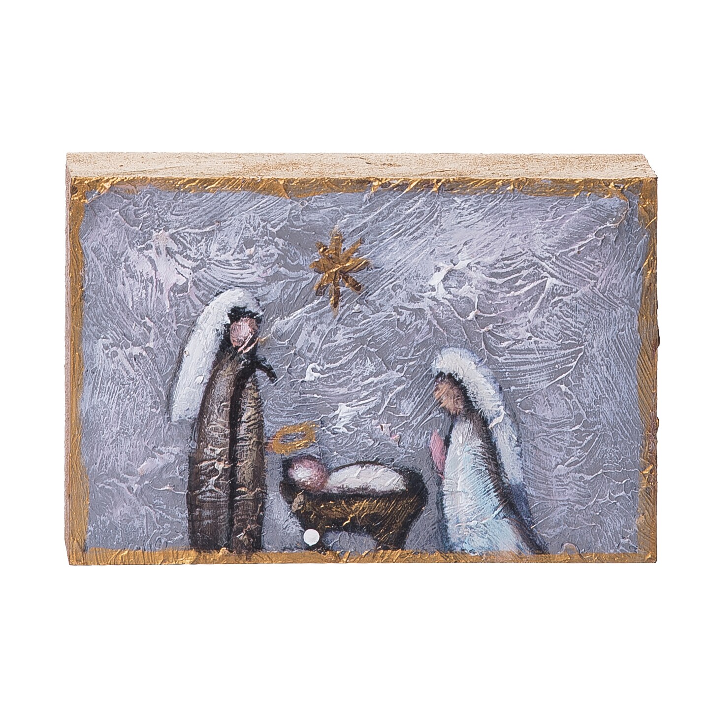 Multicolor Hand Painted Christmas Block with Holy Family | Michaels