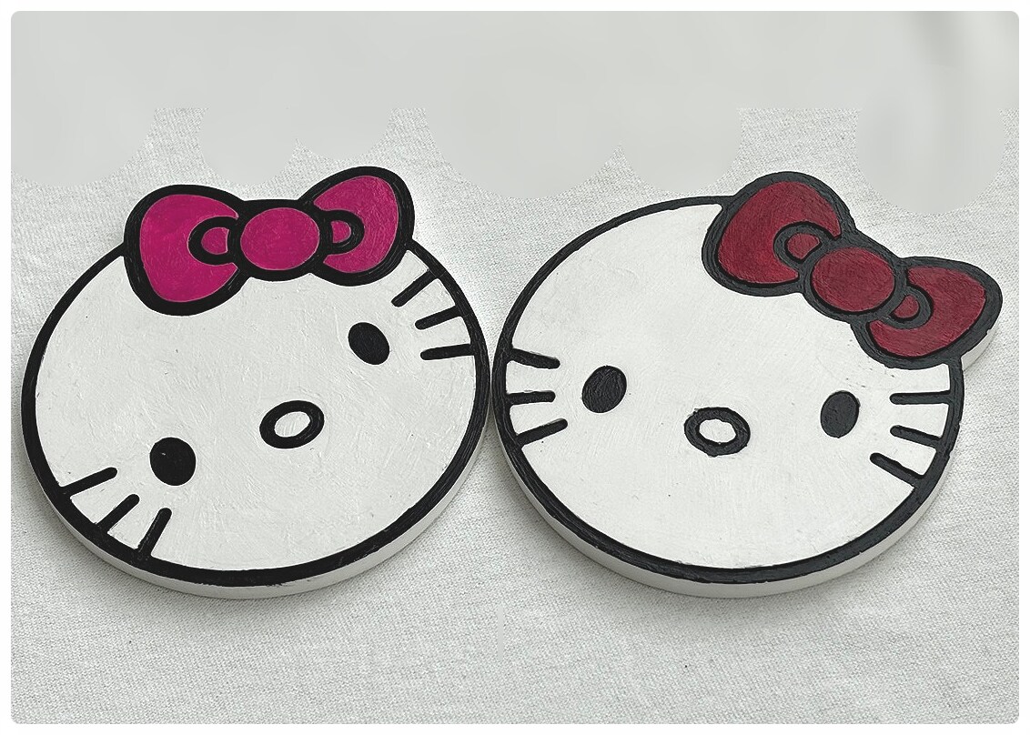 Hello Kitty Ceramic Coaster, Hello Kitty, Handmade, Ceramic, Gift ...