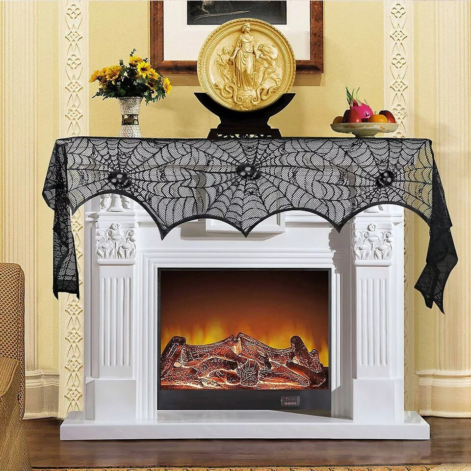 Black Lace Bat Halloween Party Scary Indoor Decorations Window ...