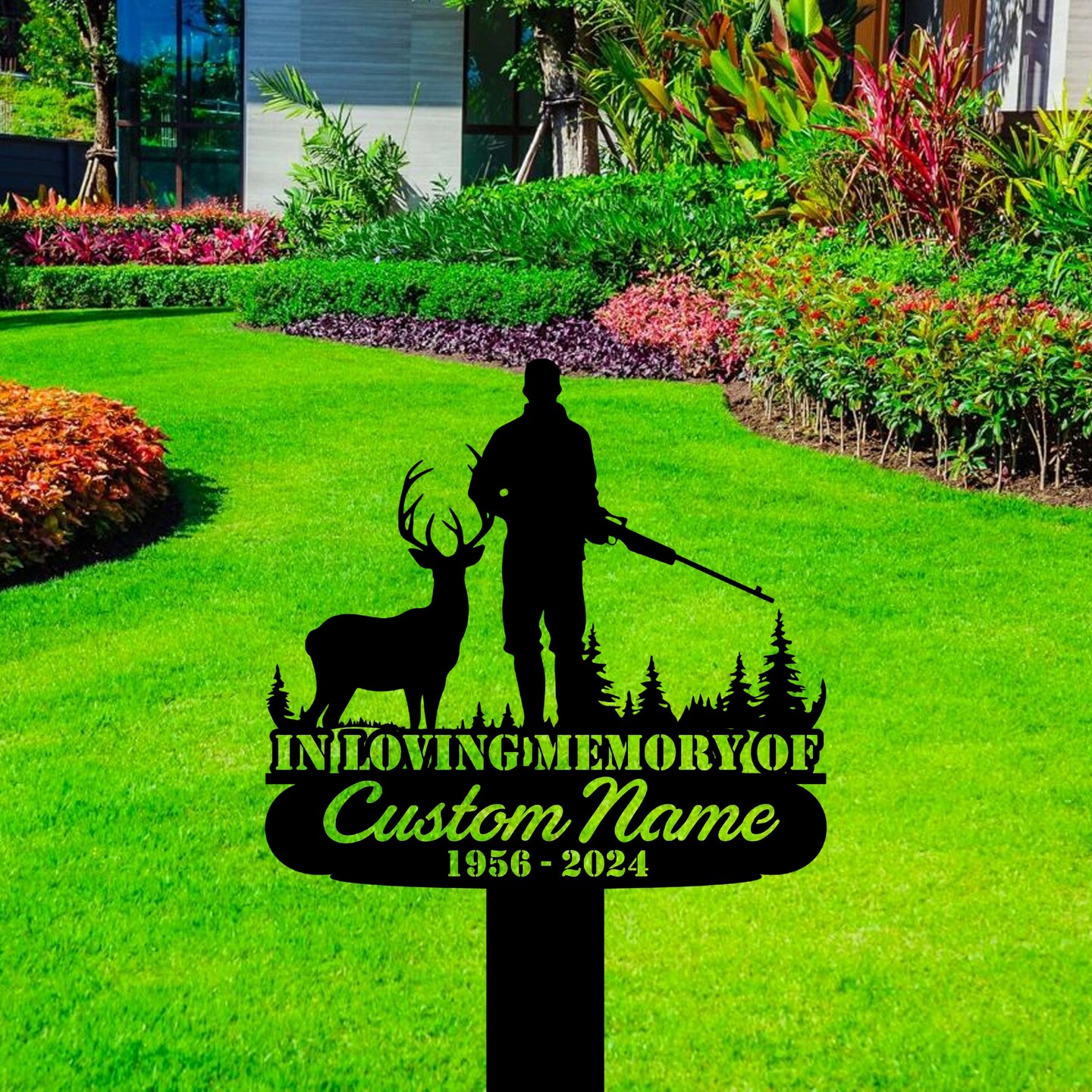 Custom Hunter Memorial Metal Stake, Animals Metal Stake, Personalized ...