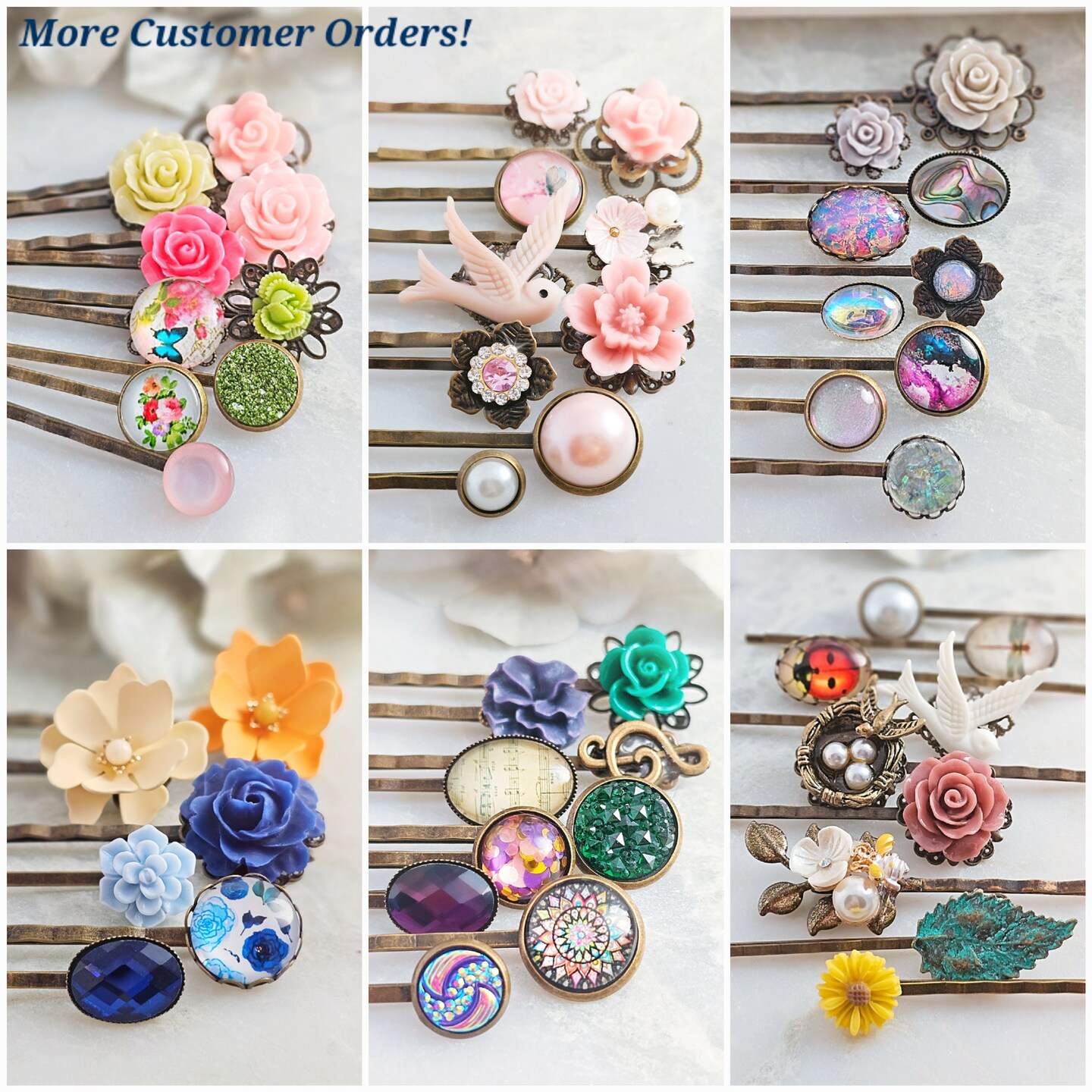 Bobby Pin GRAB BAG Custom Hairpin Set Choose Your Finish Floral Decorative Vintage Bronze Bobby Pins Iridescent Crystals Pearls Flowers MakerPlace by Michaels