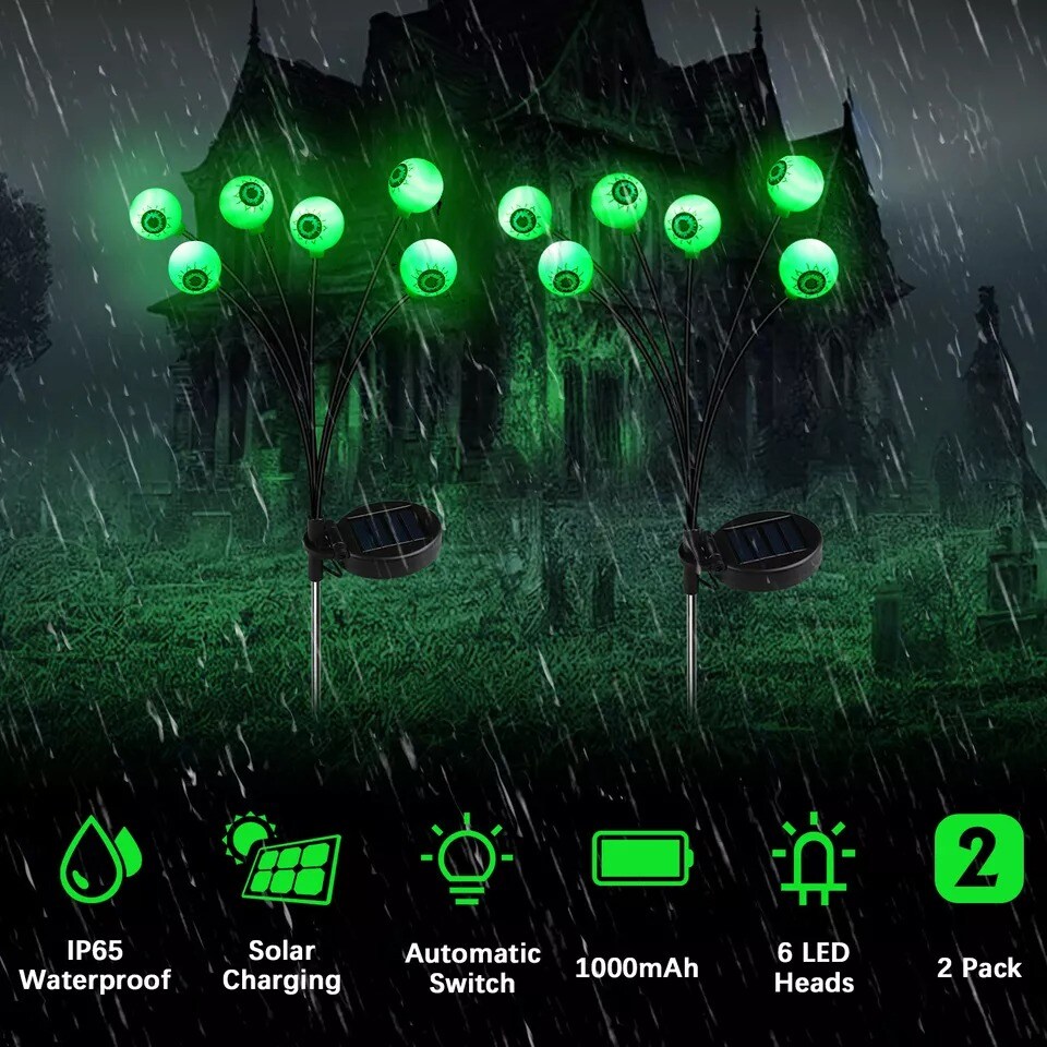 Halloween Decorations Outdoor Solar Lights Scary Eyeball Swaying ...